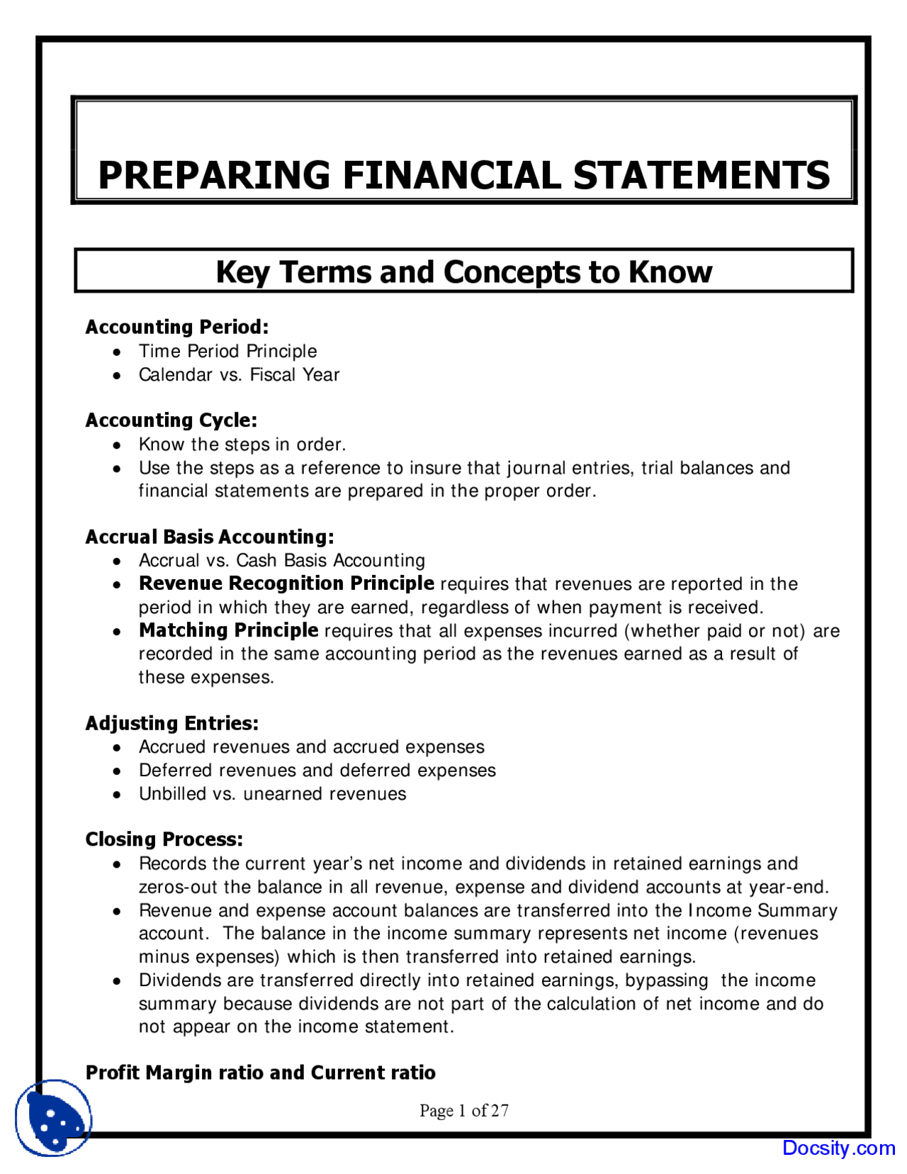 Preparing Financial Statements Financial Accounting Lecture Notes