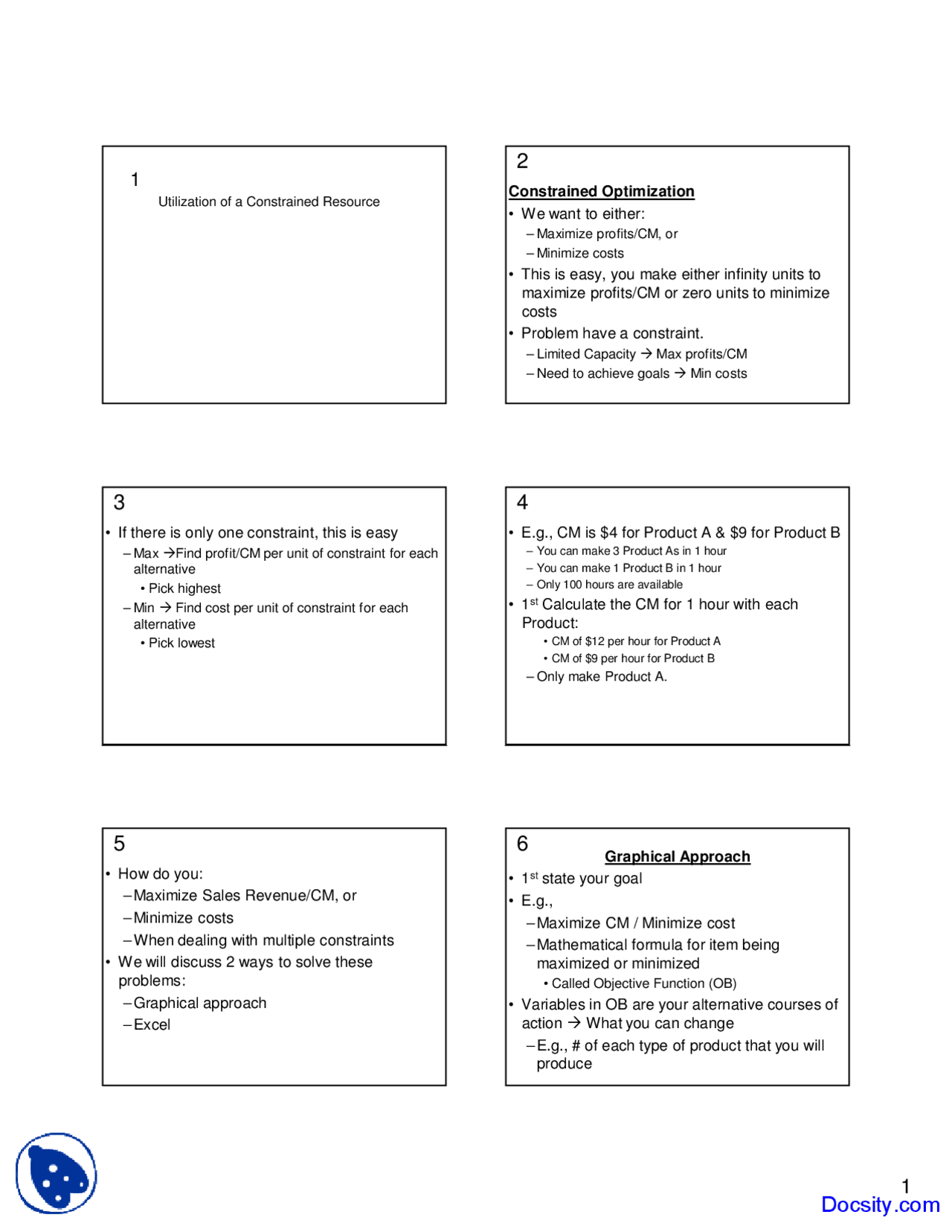 Utilization Of A Constrained Resource Cost Accounting Lecture