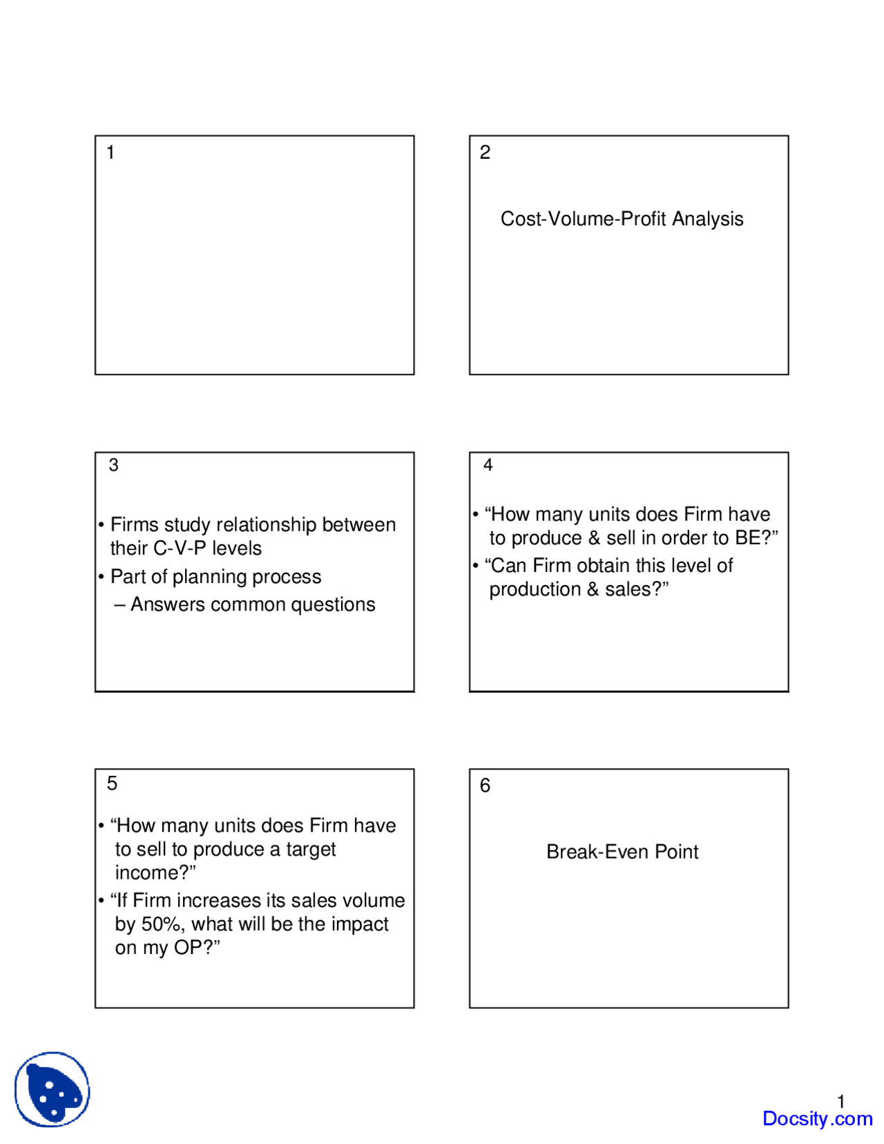 Cost Volume Profit Analysis Cost Accounting Lecture Slides Docsity