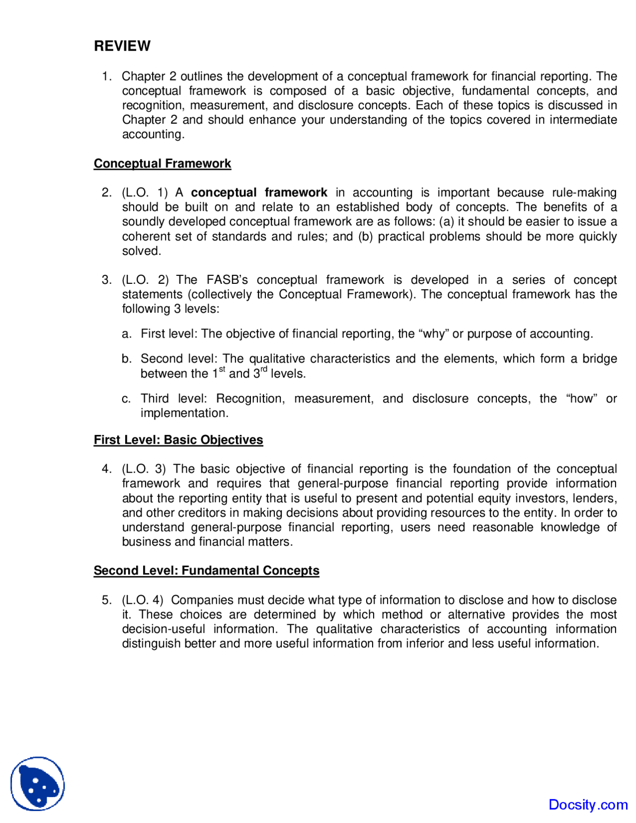 Conceptual Framework Intermediate Accounting Lecture Notes Docsity