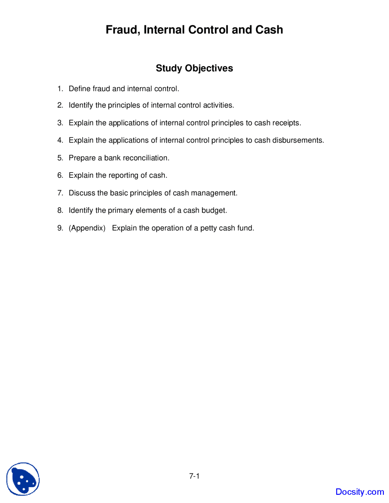 Fraud, Internal Control and Cash - Principles of Accounting - Lecture ...