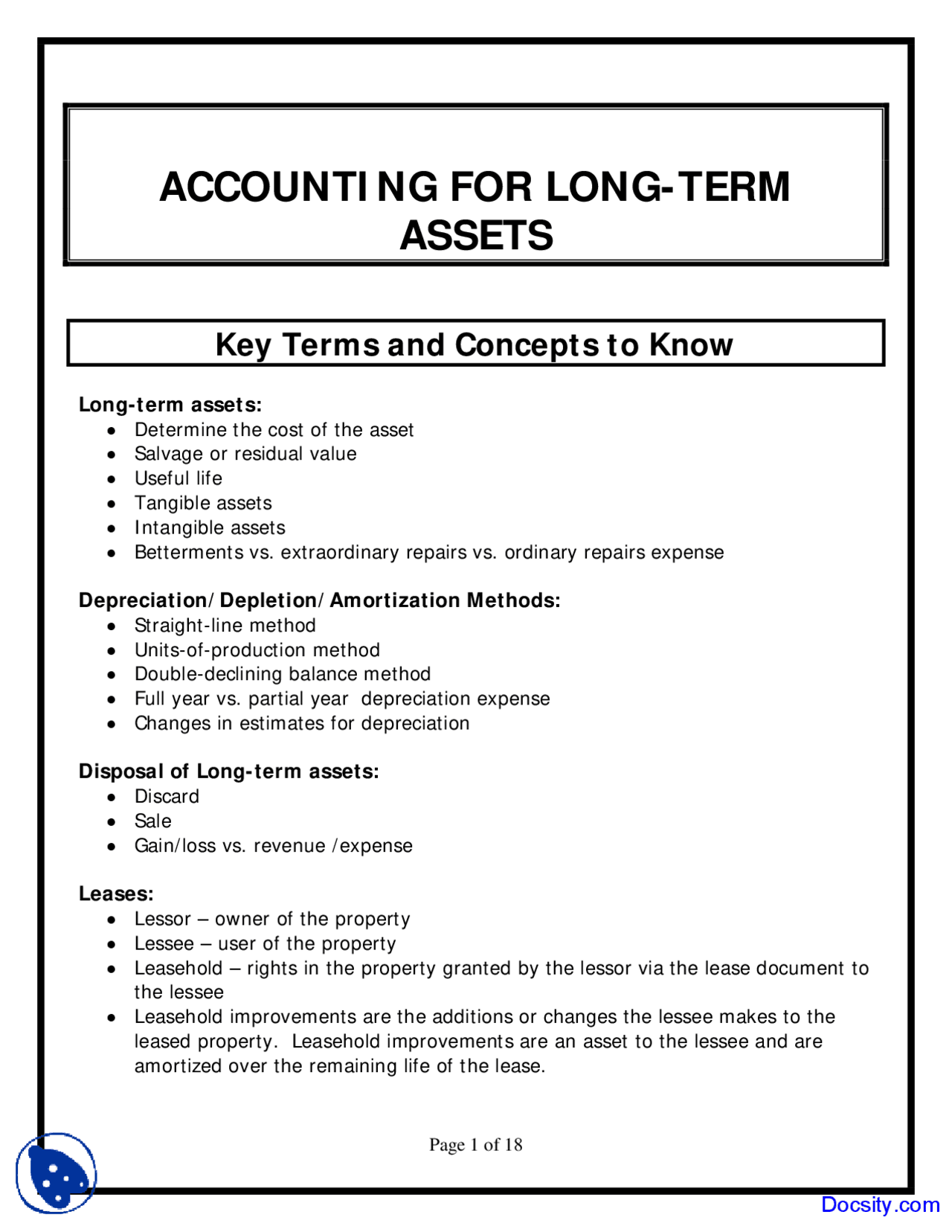 Accounting For Long Term Assets Financial Accounting Lecture Notes