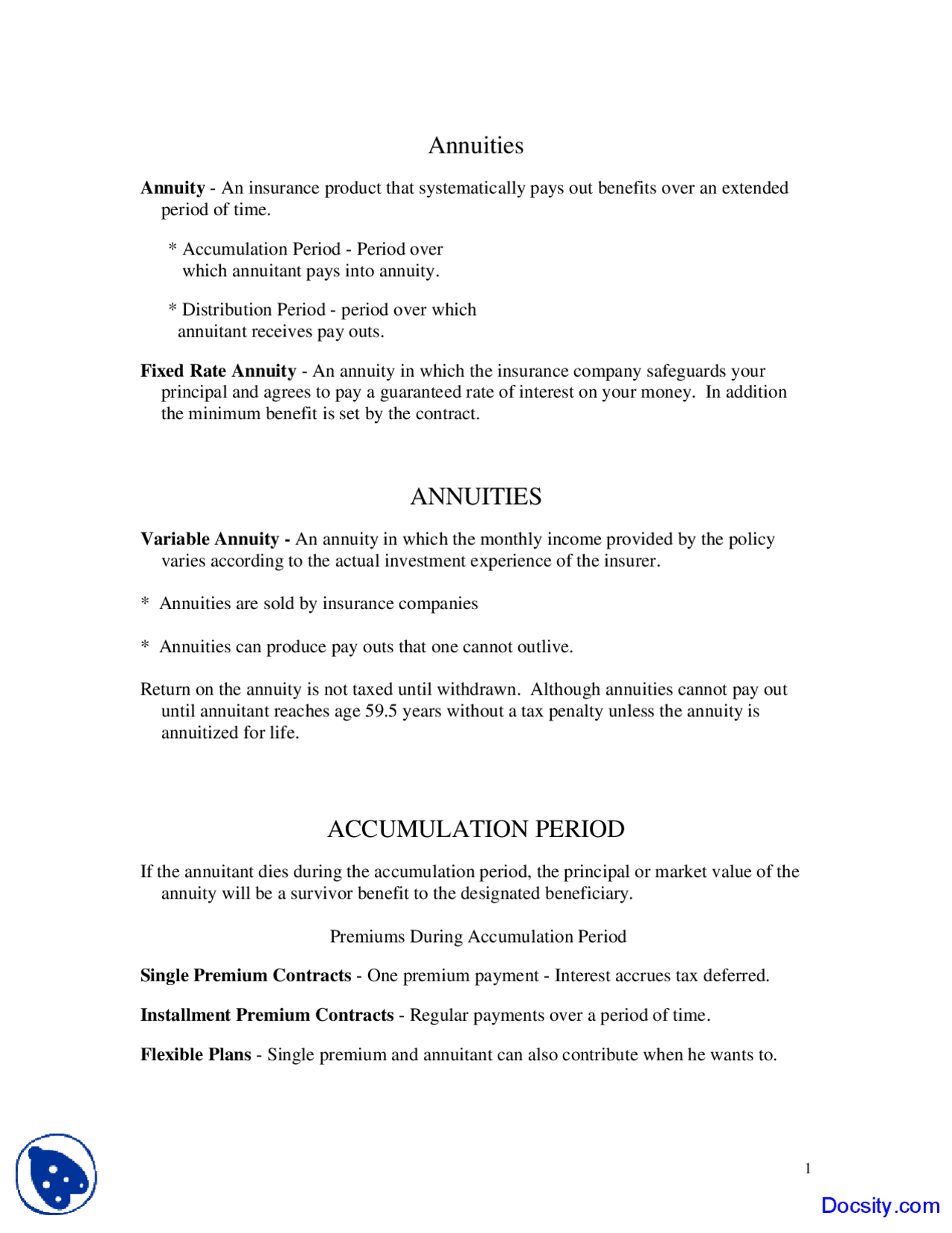 Annuities Finance And Economics Lecture Notes Docsity