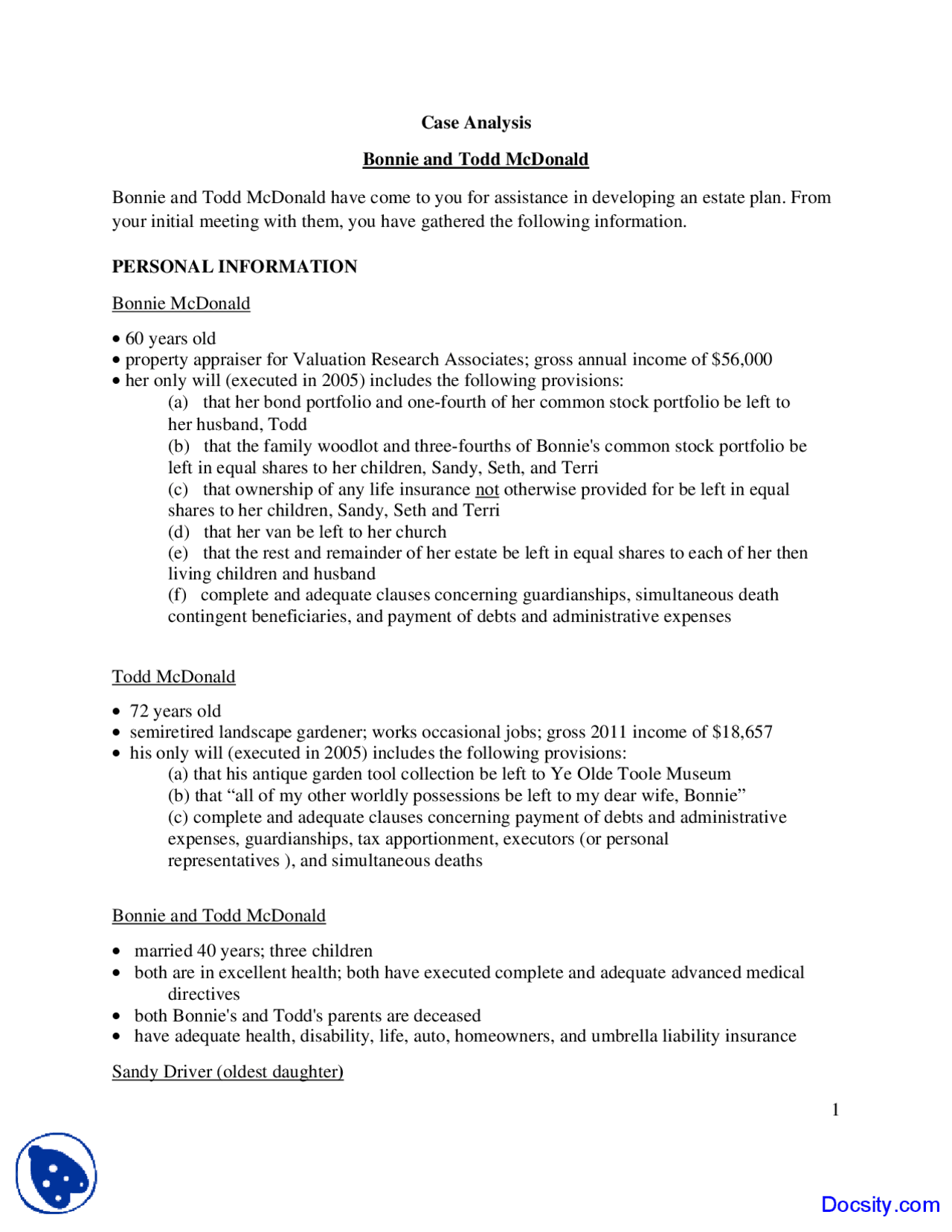 Case Analysis Finance And Economics Homework Docsity