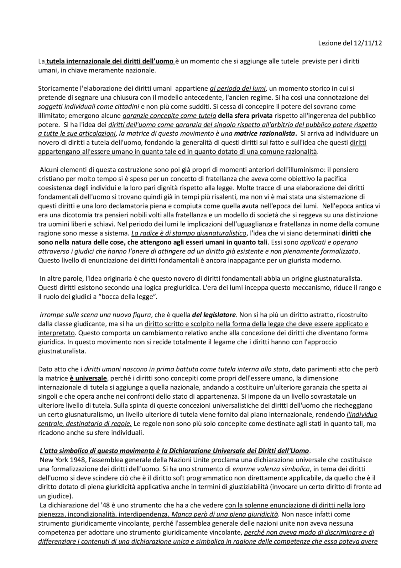 Tutela Dei Diritti Umani Appunti Di Diritto Internazionale Docsity