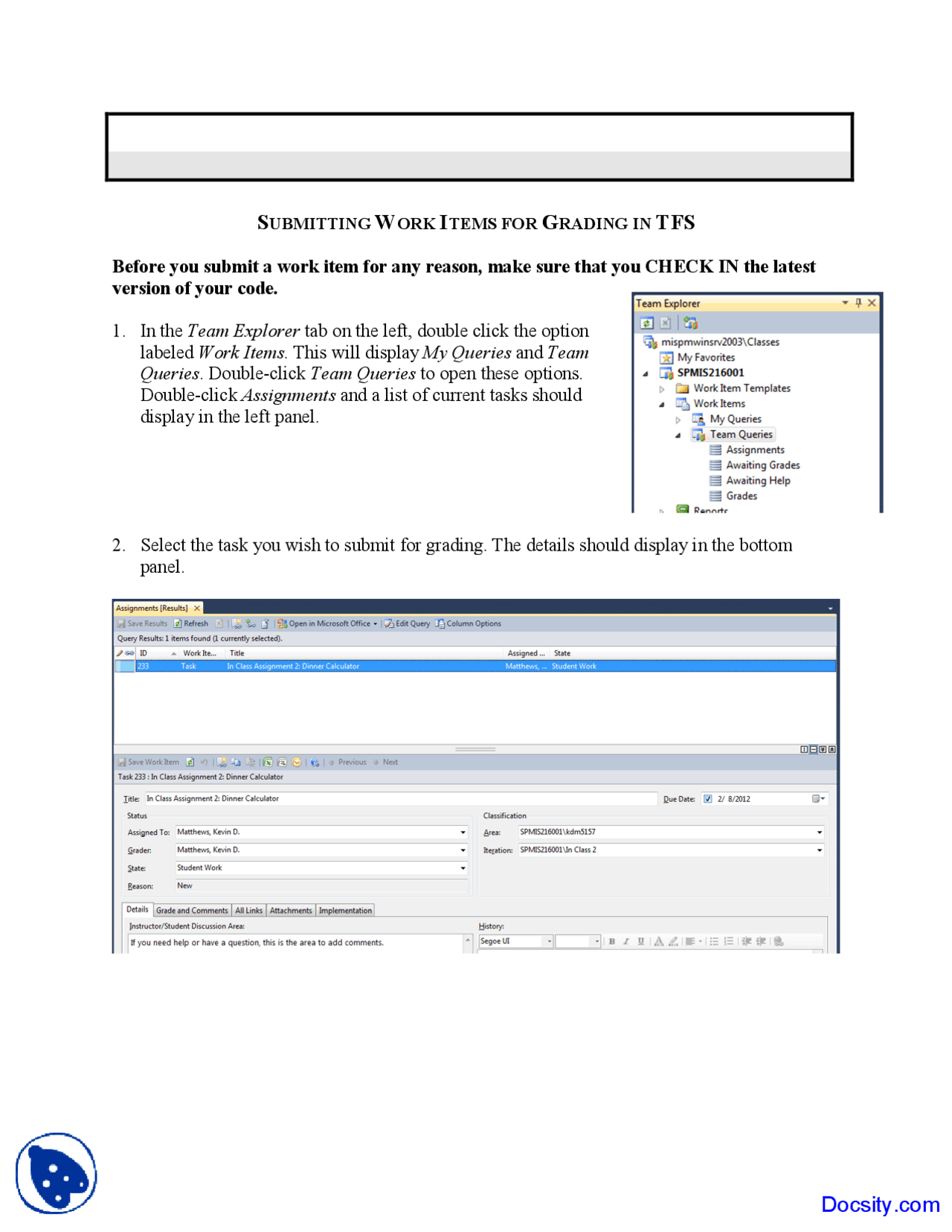 Submitting Work Items for Grading - Business Applications Development ...