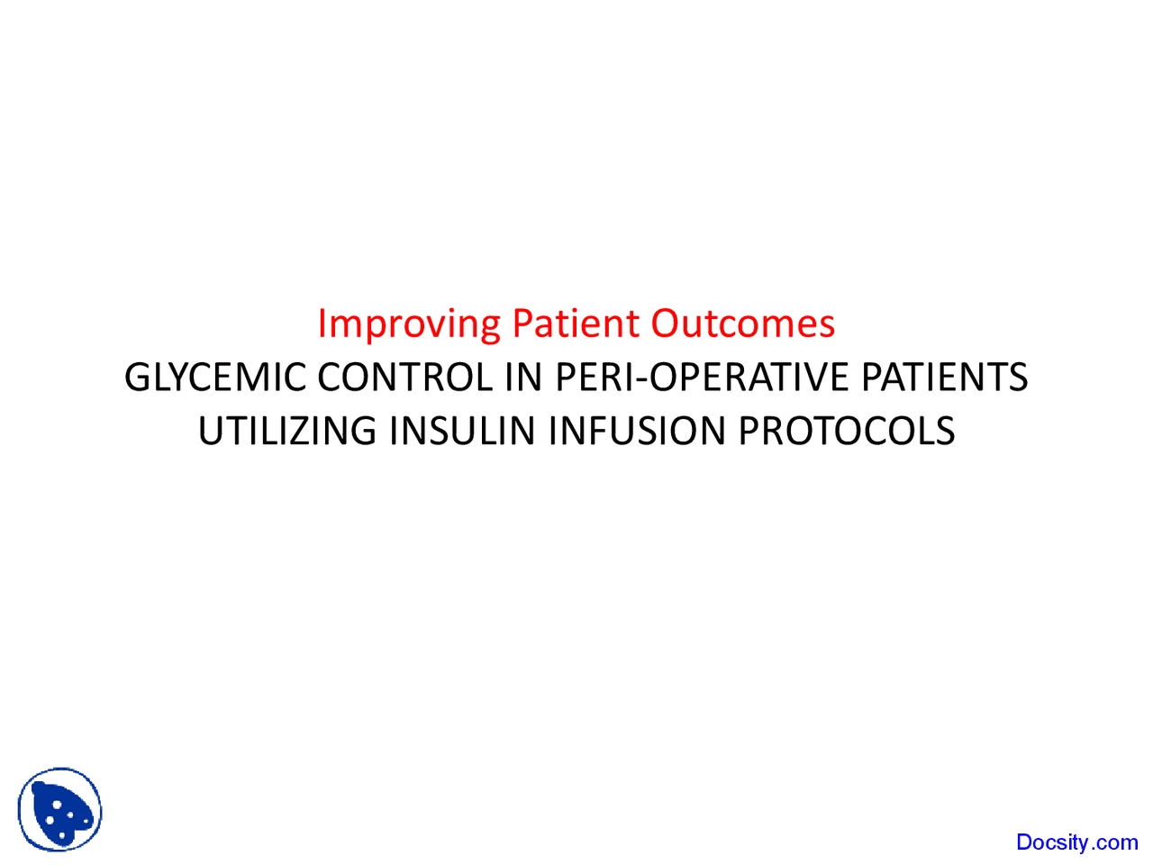 Glycemic Control Surgery Lecture Slides Docsity