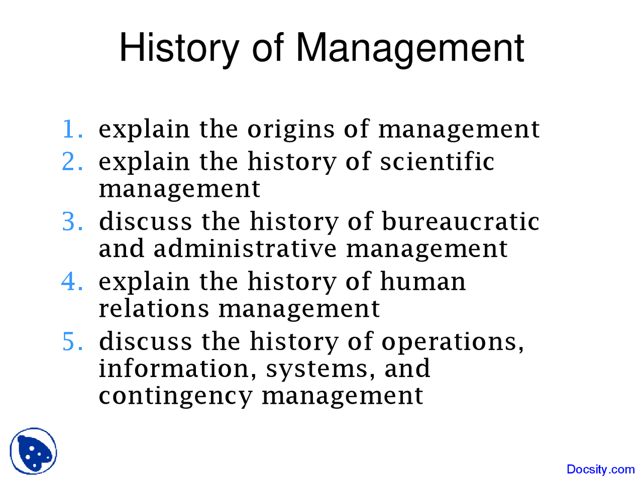 History Of Management Principles Of Management Lecture Slides Docsity