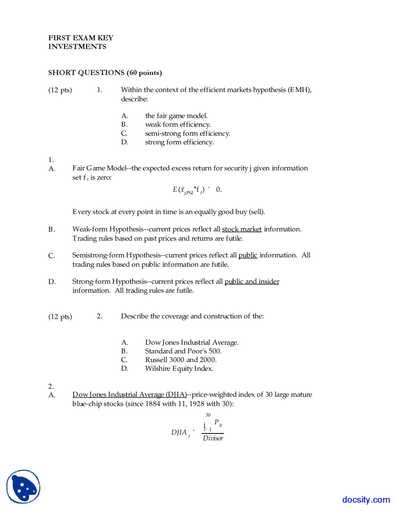 Efficient Markets Hypothesis Investment Theory And Applications