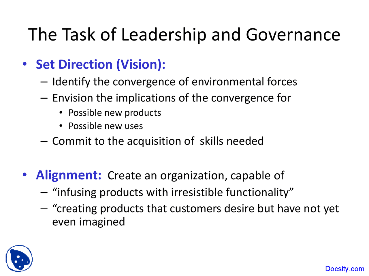 Task of Leadership and Governance - Governance and Leadership - Lecture ...