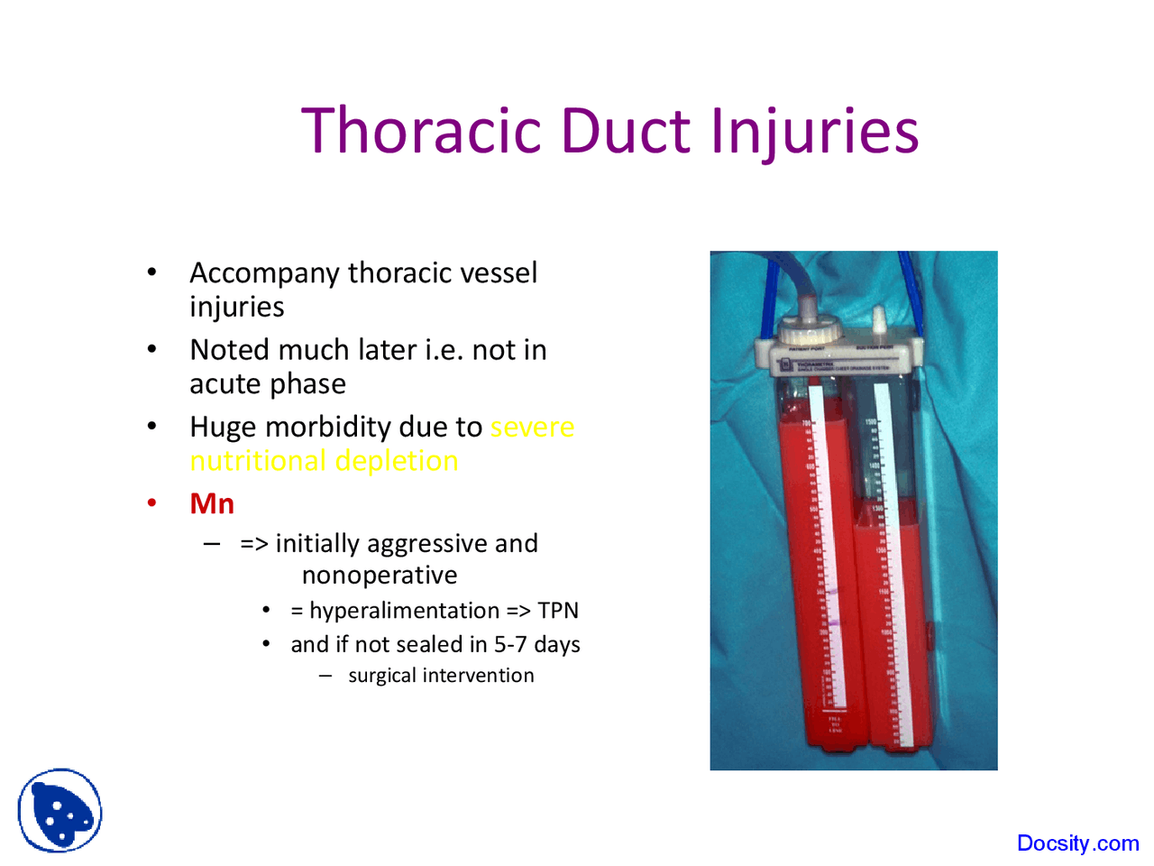 Thoracic Duct Injuries Surgery Lecture Slides Docsity