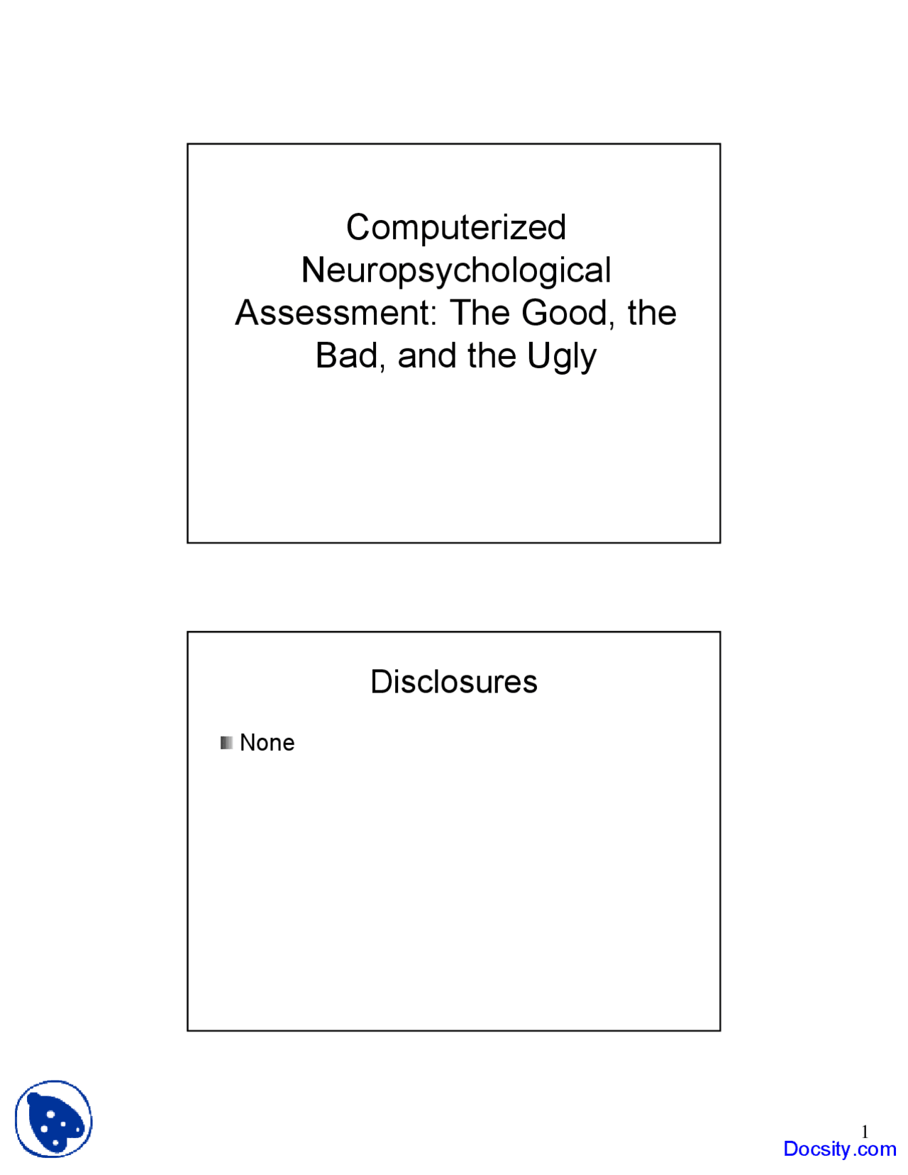 Neuropsychological Assessment Psychiatry Lecture Slides Slides