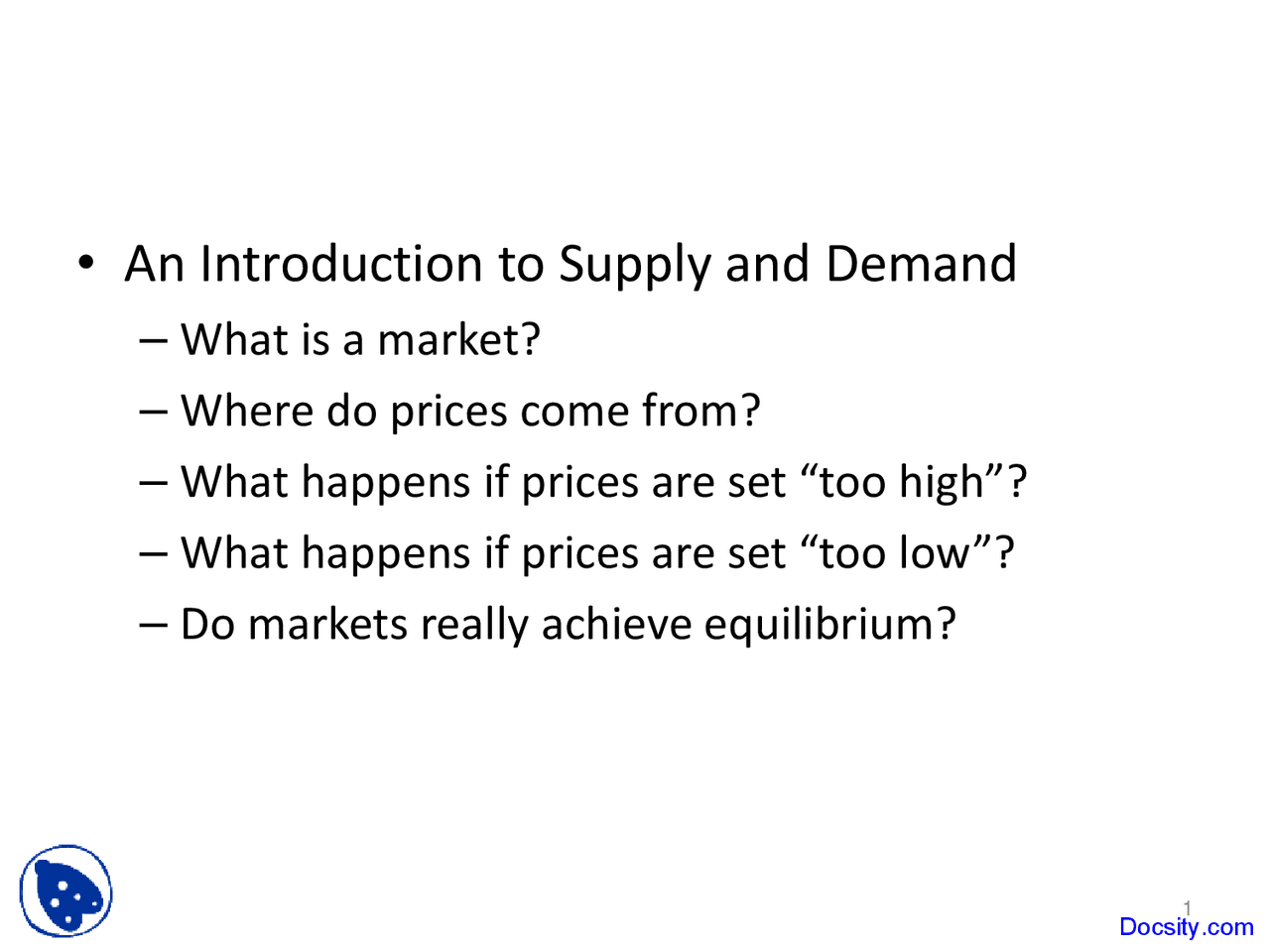 Supply And Demand Operations Management Lecture Slides Docsity