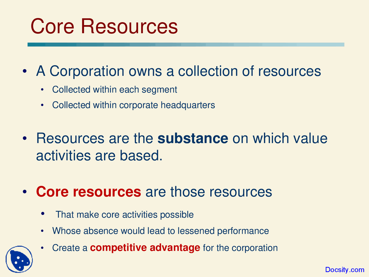 Core Resources - Competitive Strategy - Lecture Slides - Docsity