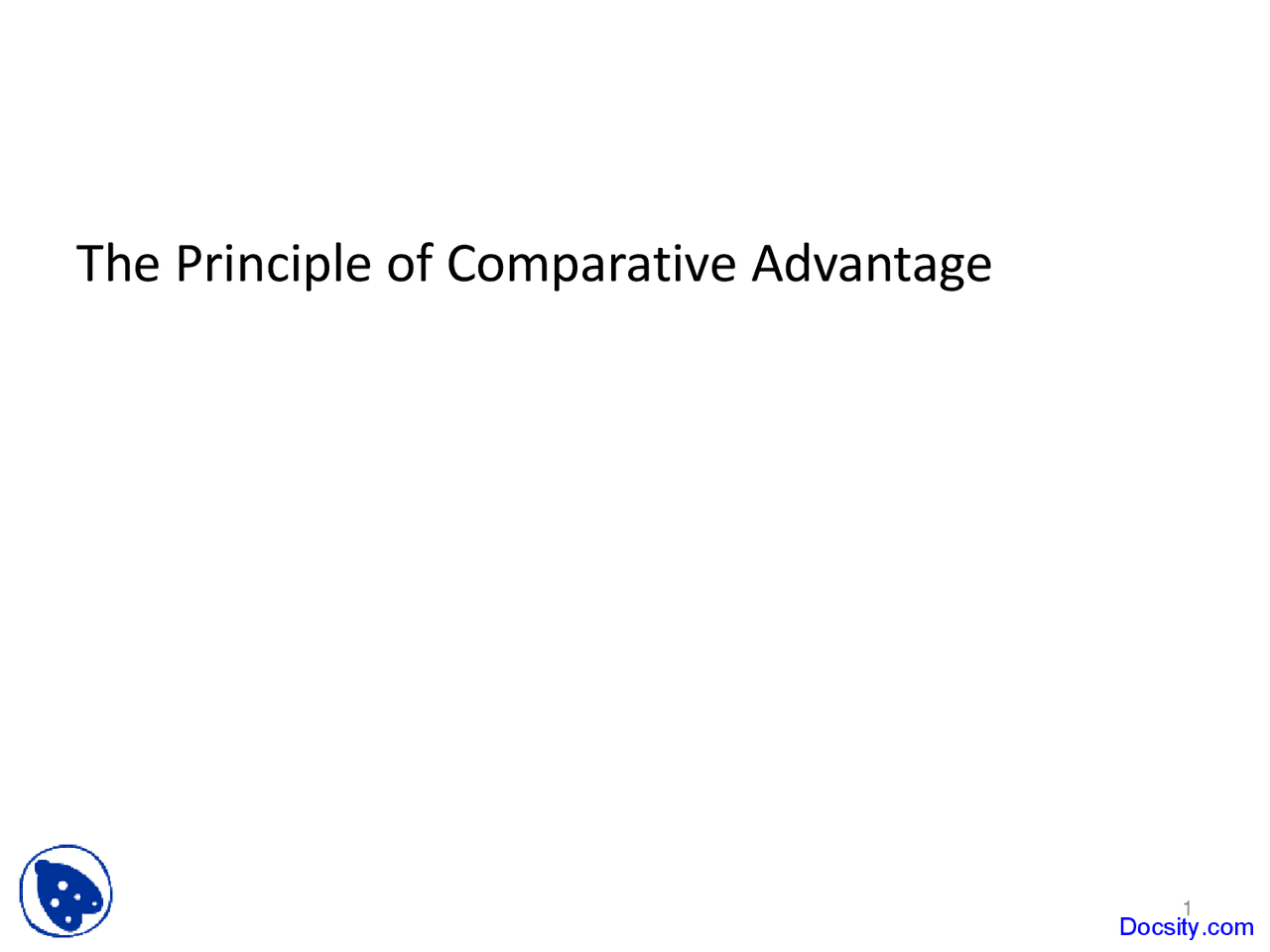 Principle of Comparative Advantage - Operations Management - Lecture ...