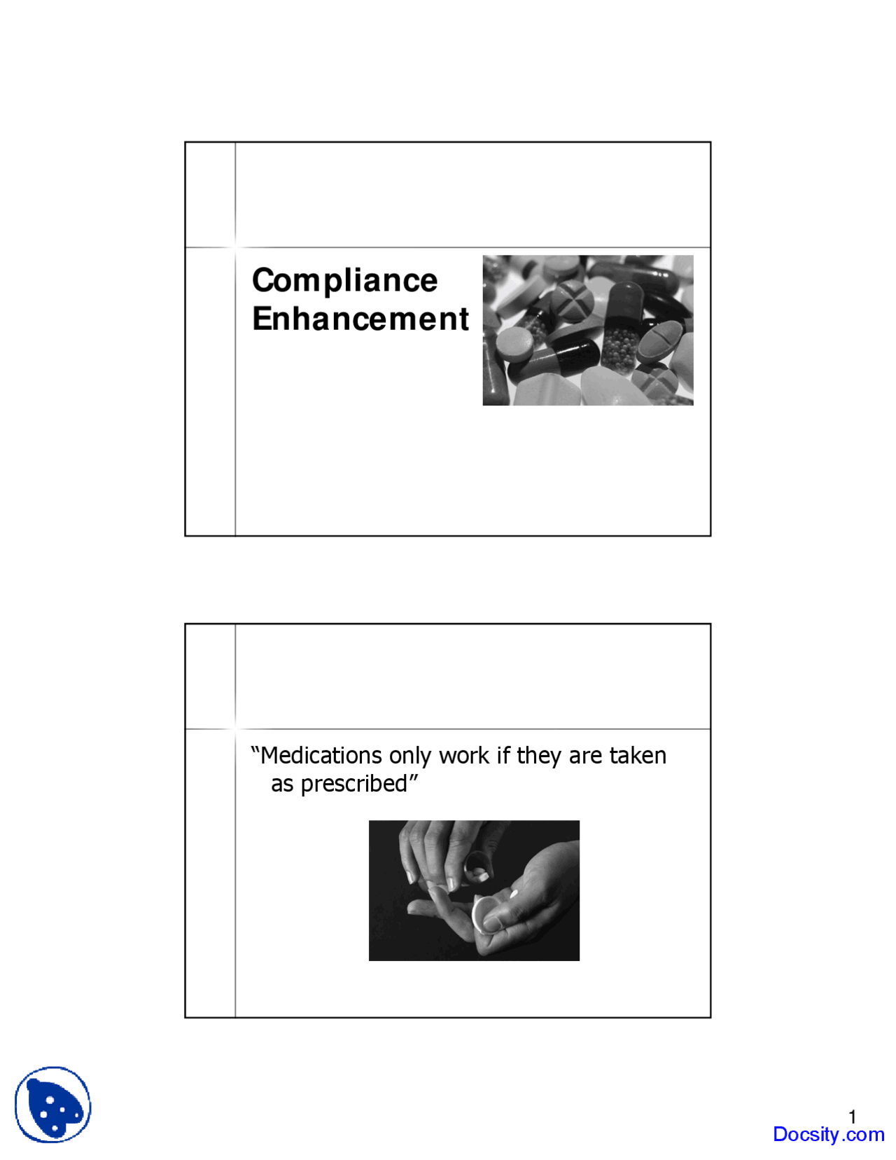 Compliance Enhancement Psychiatry Lecture Slides Docsity