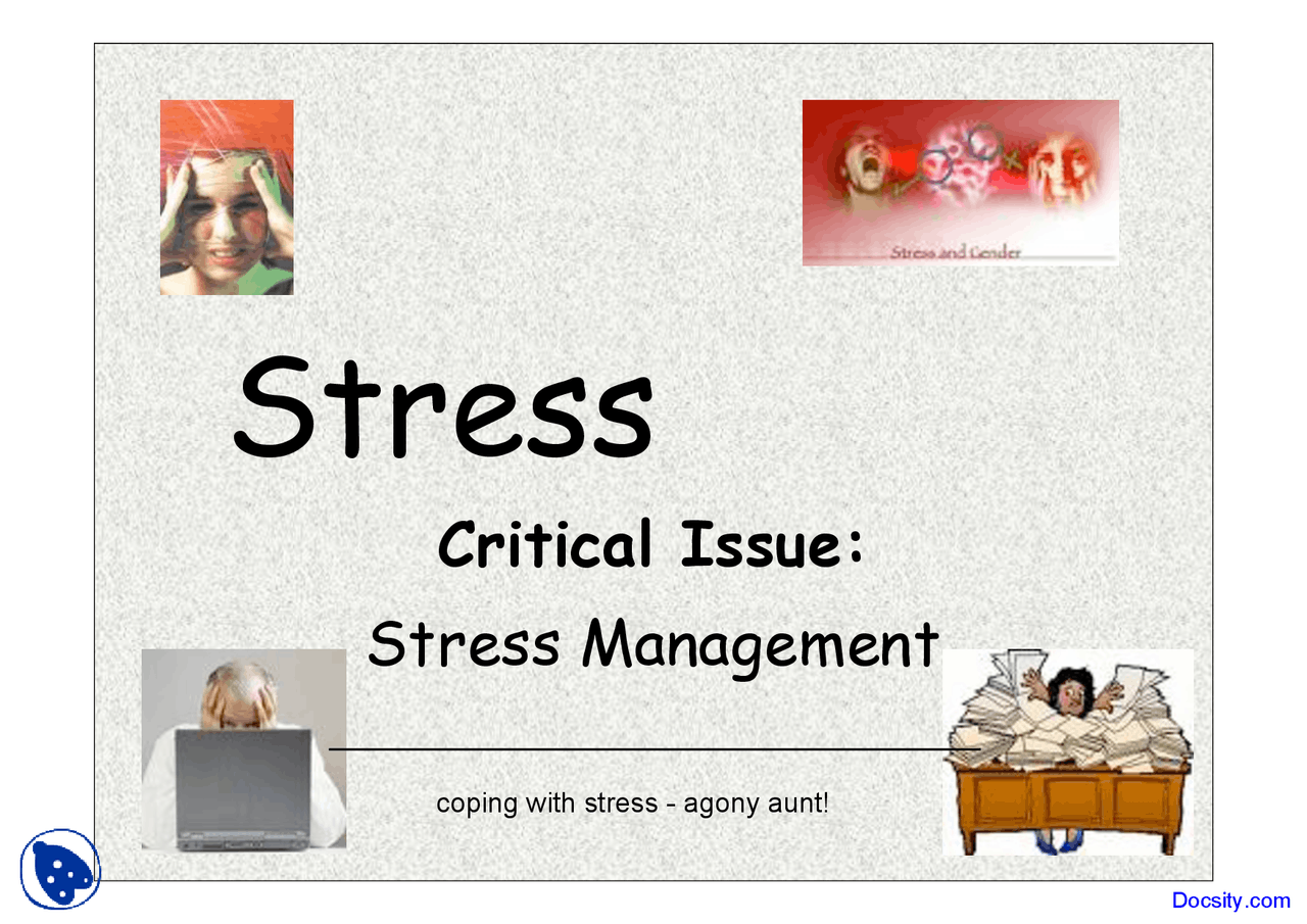 Stress Management Stress Lecture Slides Docsity