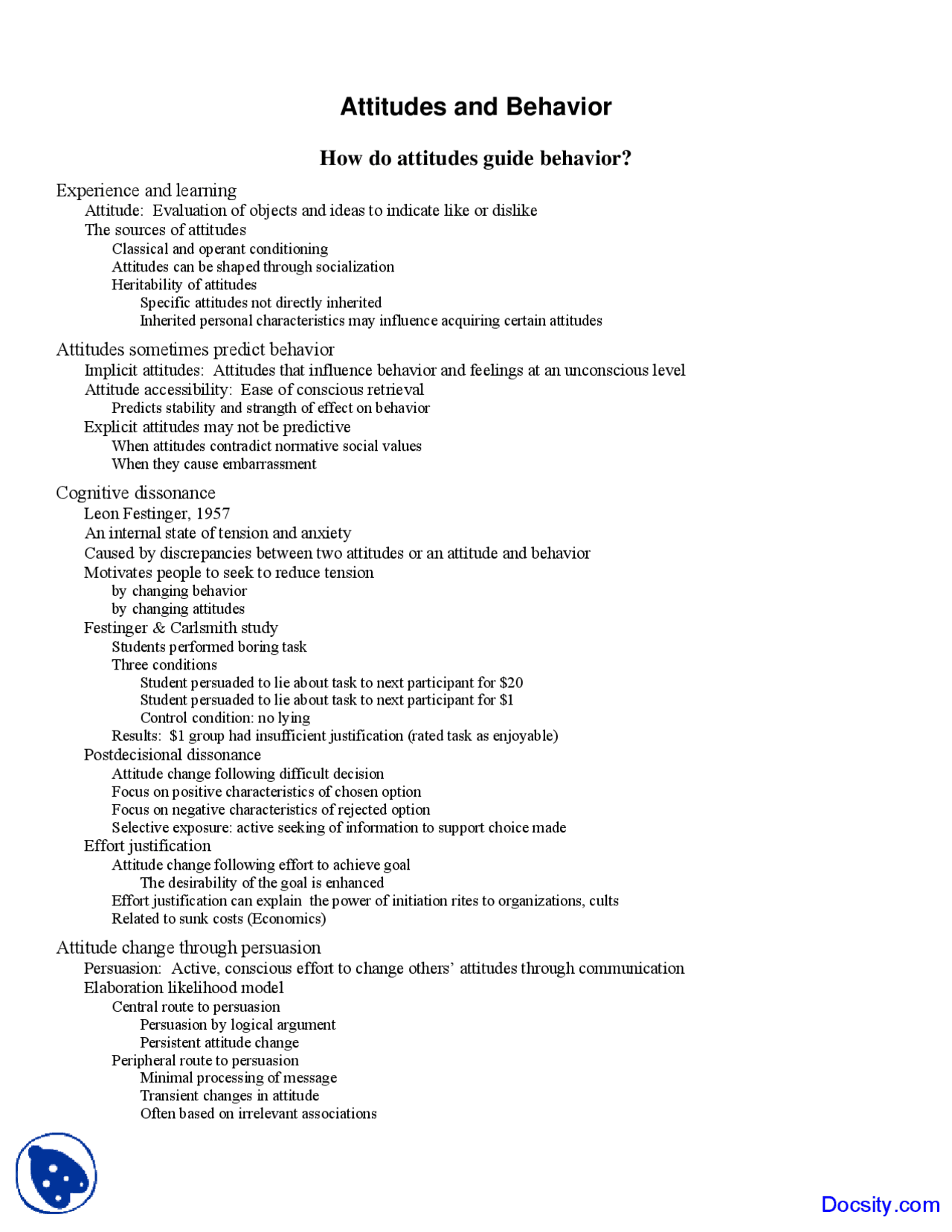 Attitudes Guide Behavior - Fundamentals of Psychology - Lecture Notes ...