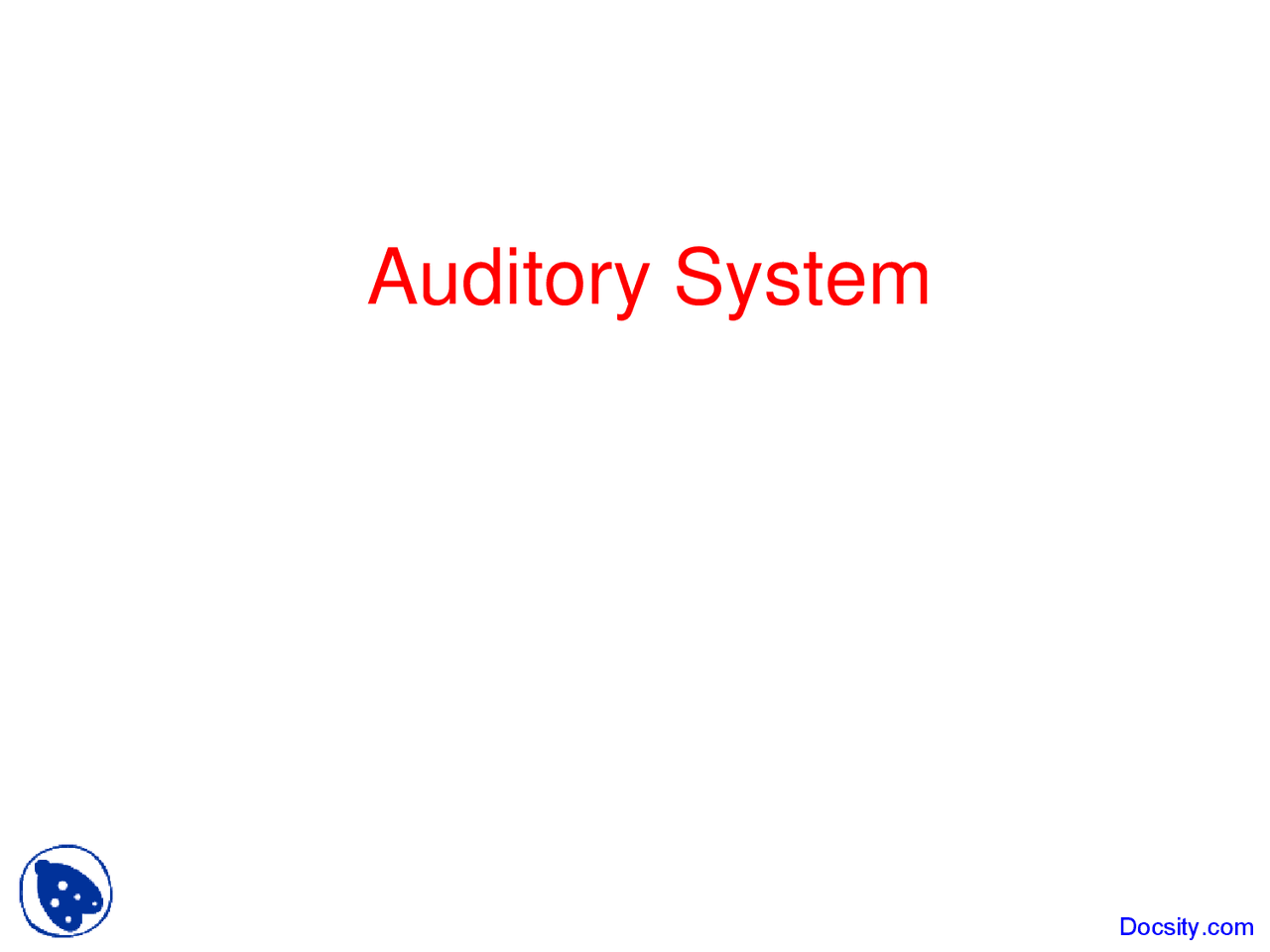 Auditory System Perception Lecture Slides Docsity