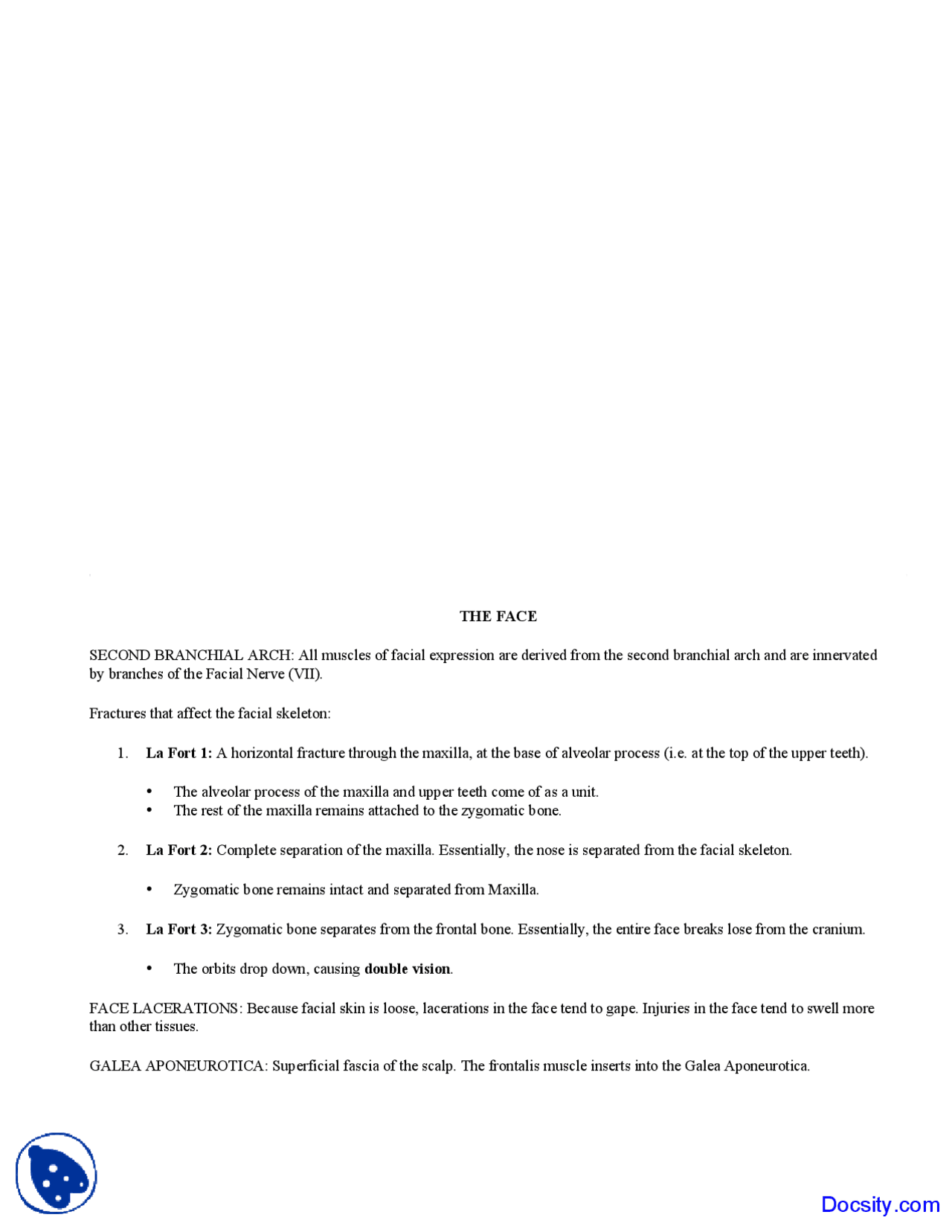 Introduction To Face Medical Science Lecture Notes Docsity