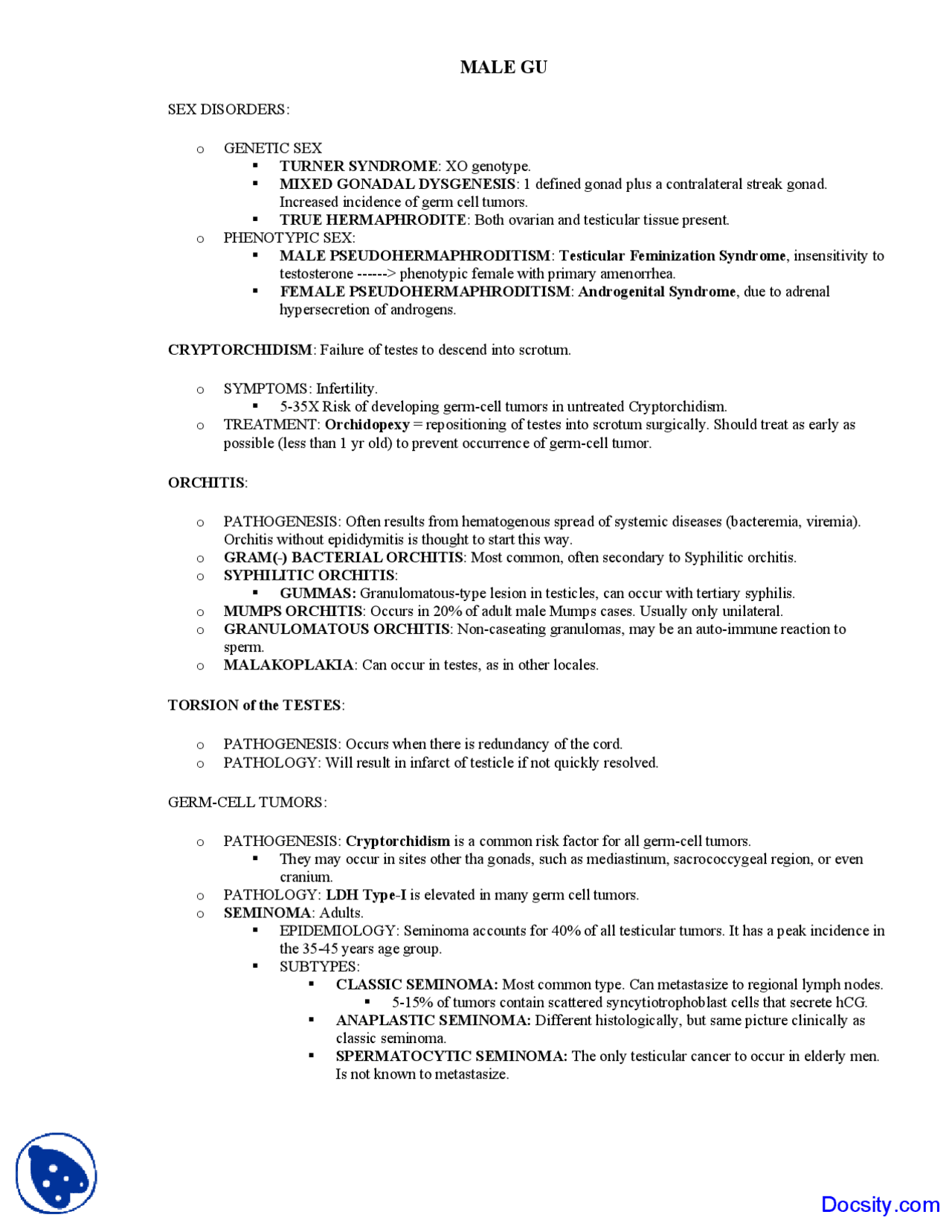 Male Gu Medical Science Lecture Notes Docsity