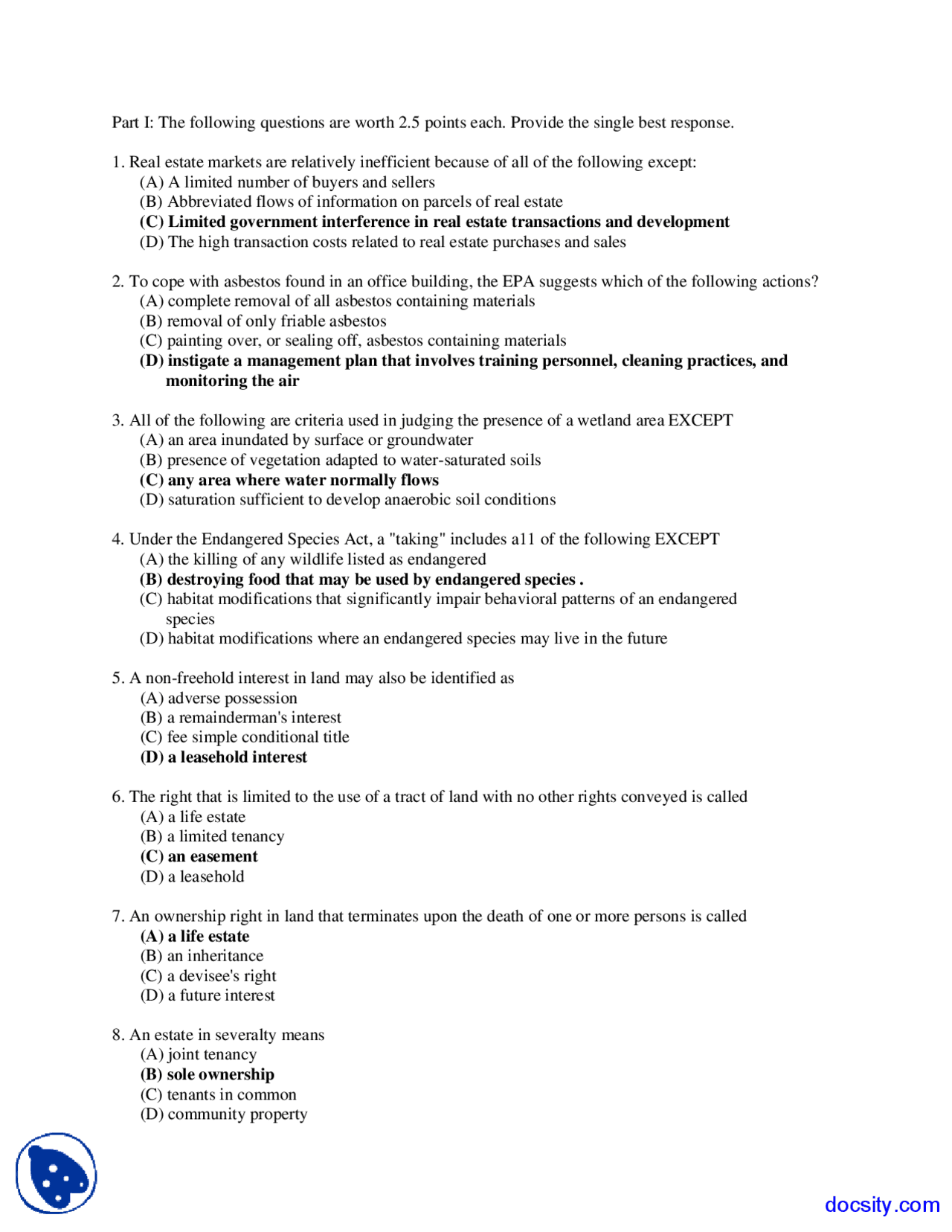 Transactions And Development Real Estate Investment Solved Exam