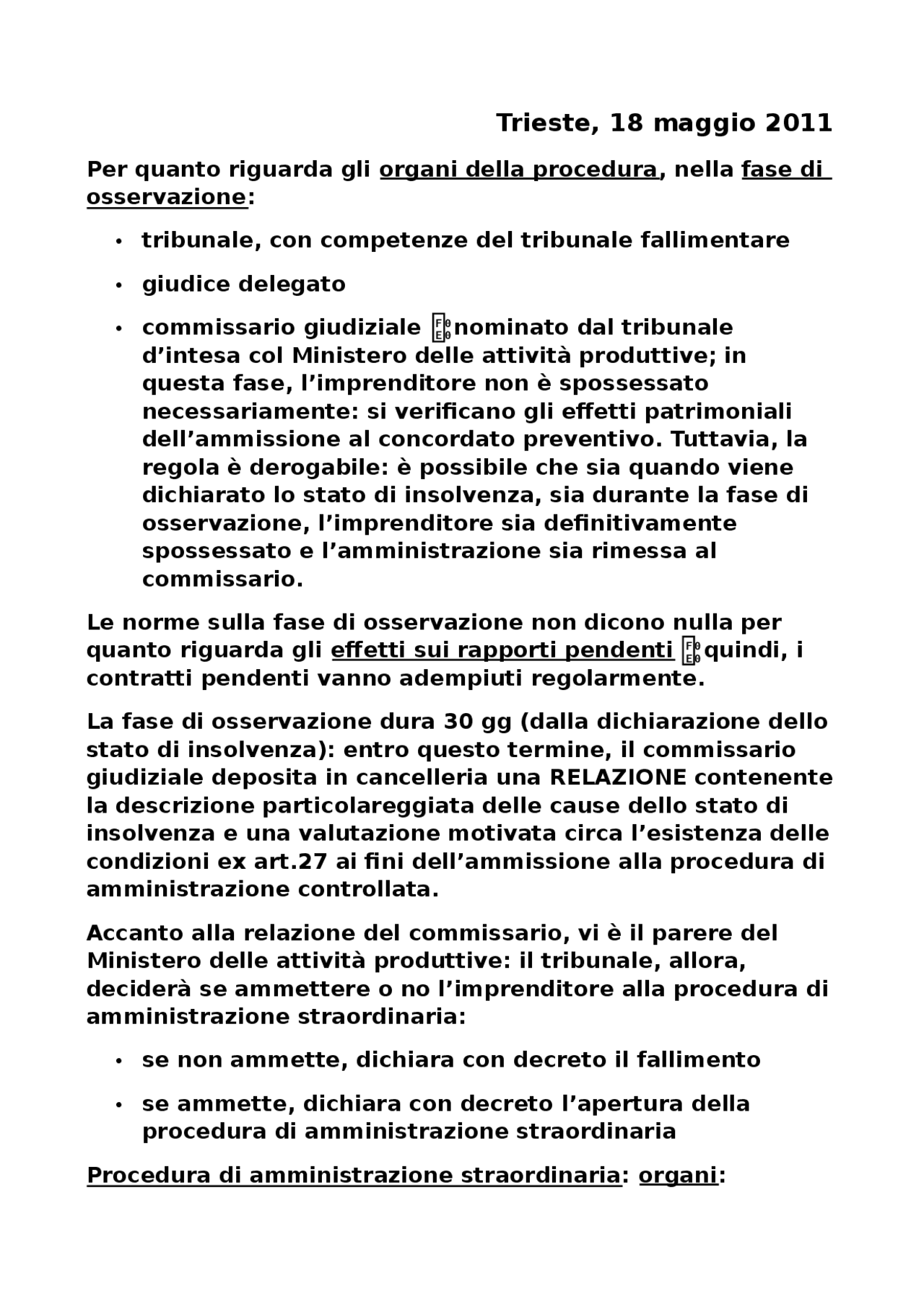 Diritto Fallimentare Riassunto Ultima Parte Docsity