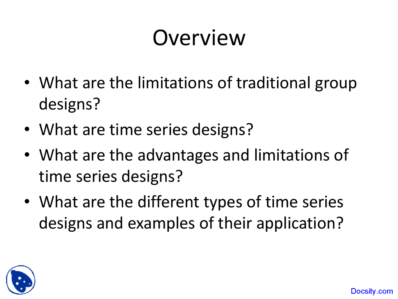 Time Series Research Design Lecture Slides Docsity