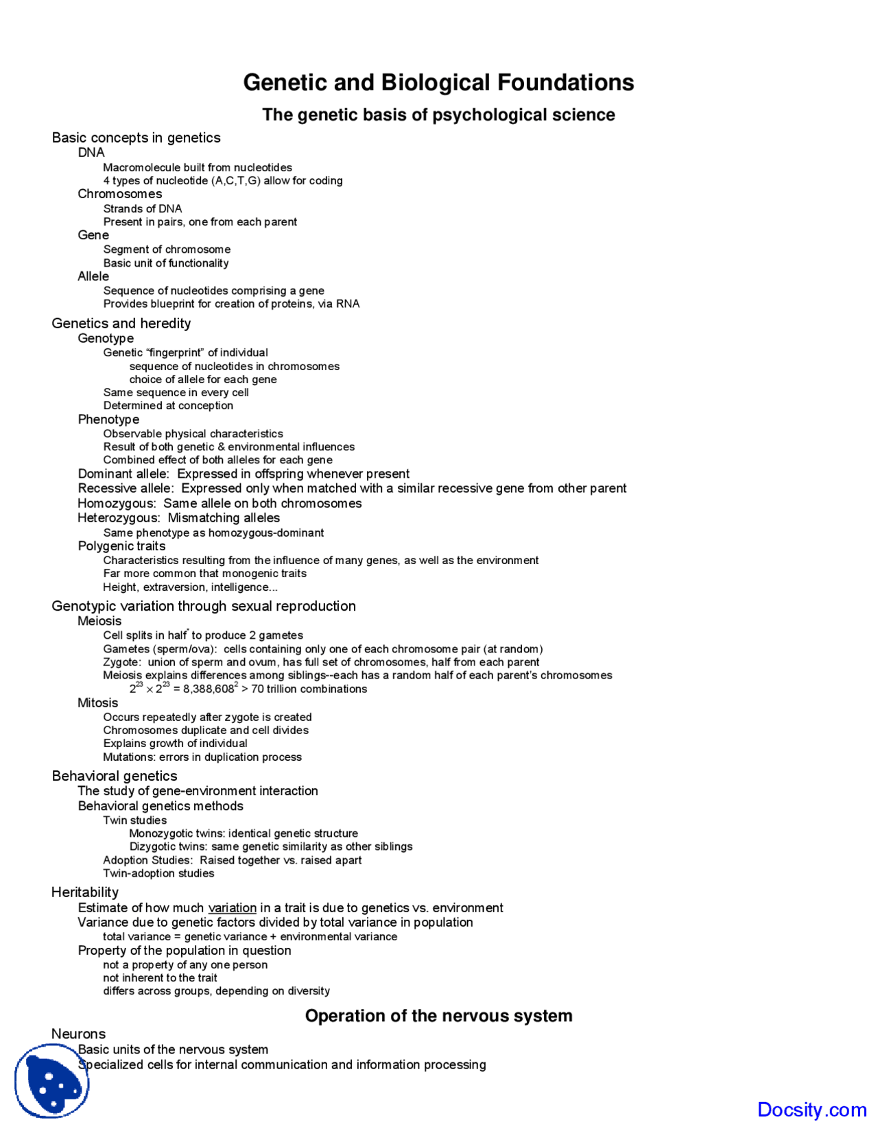 Genetic and Biological Foundations - Fundamentals of Psychology ...