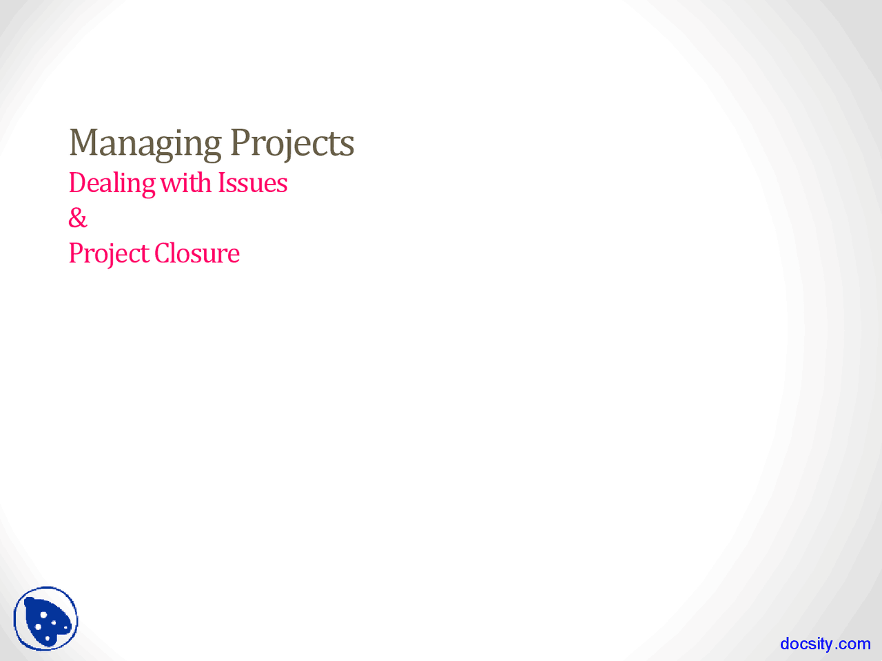 Project Issues and Closure - Project Management - Lecture Slides - Docsity