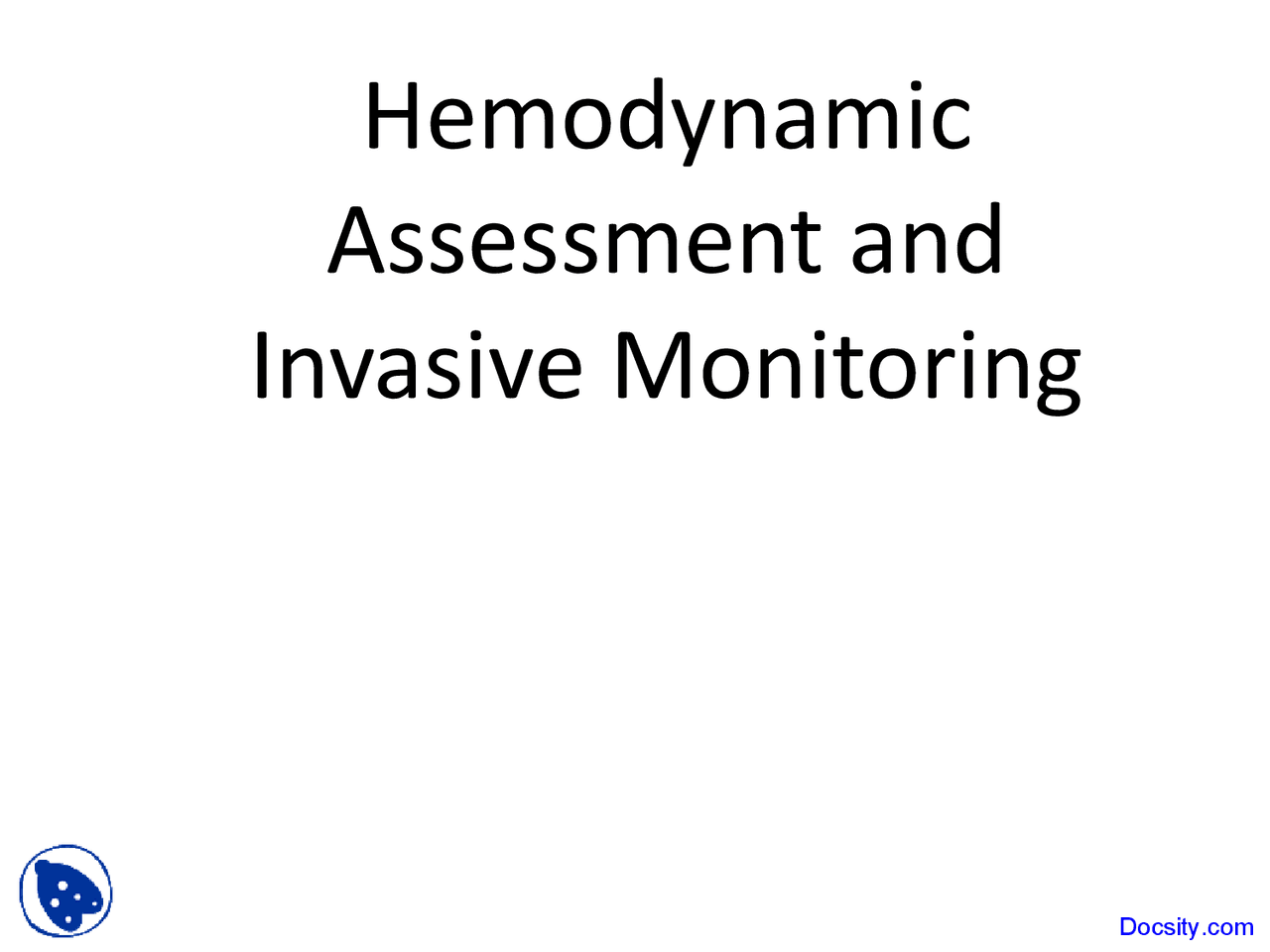 Hemodynamic Assessment Pediatrics Lecture Slides Docsity