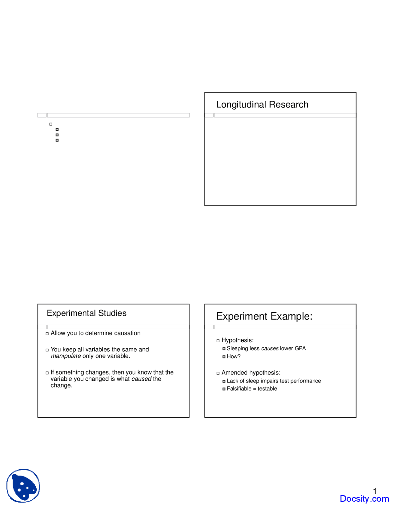 Longitudinal Research - Basic Psychology - Lecture Slides - Docsity
