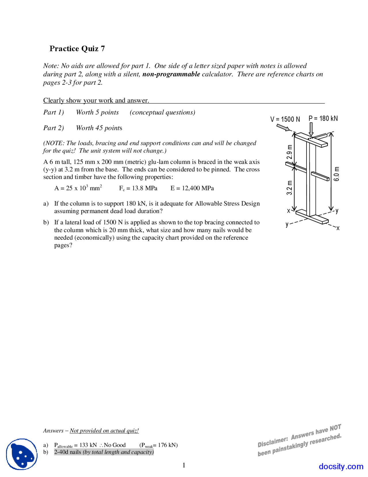 Bracing Elements Of Architectural Structures Quiz Docsity