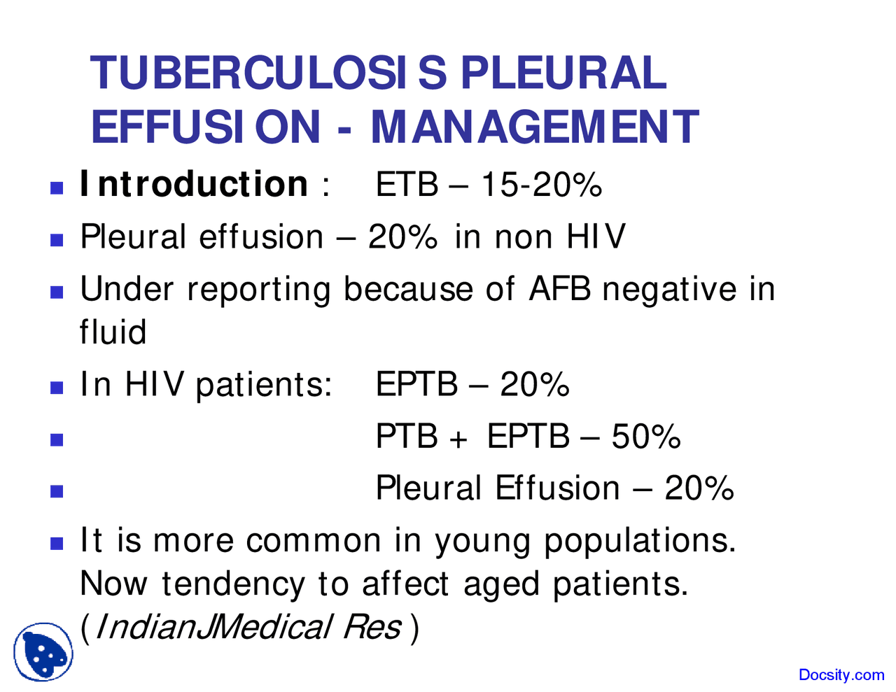 Tuberculosis Pleural Effusion - Pulmonary Medicine - Lecture Slides ...