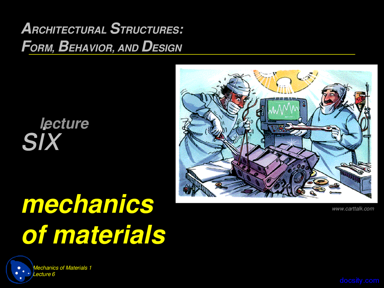 Mechanism of Materials - Architectural Structures - Lecture Slides - Docsity