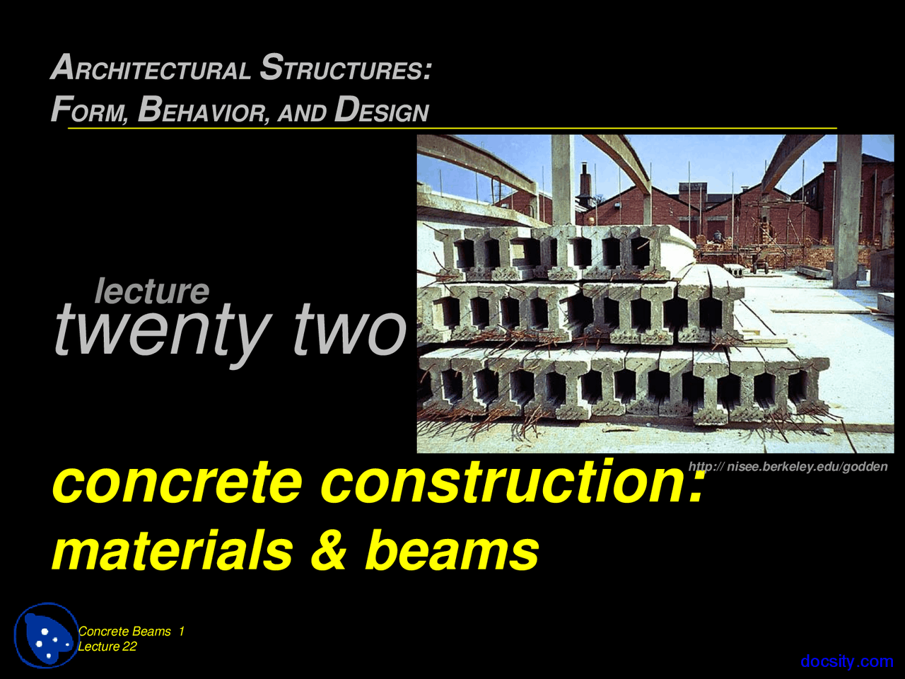 Concrete Construction Architectural Structures Lecture Slides Docsity