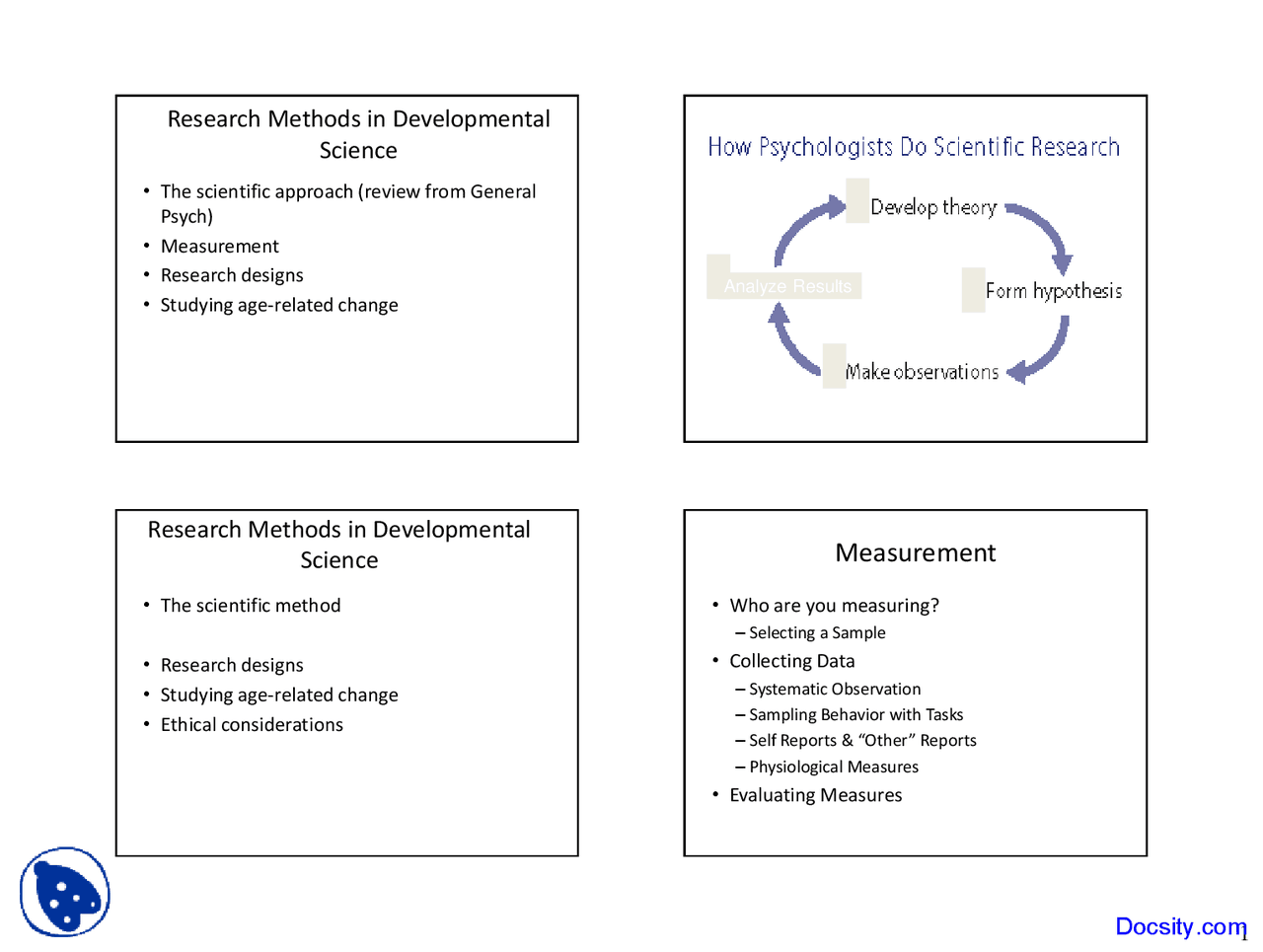 Research Methods - Human Development - Lecture Slides - Docsity