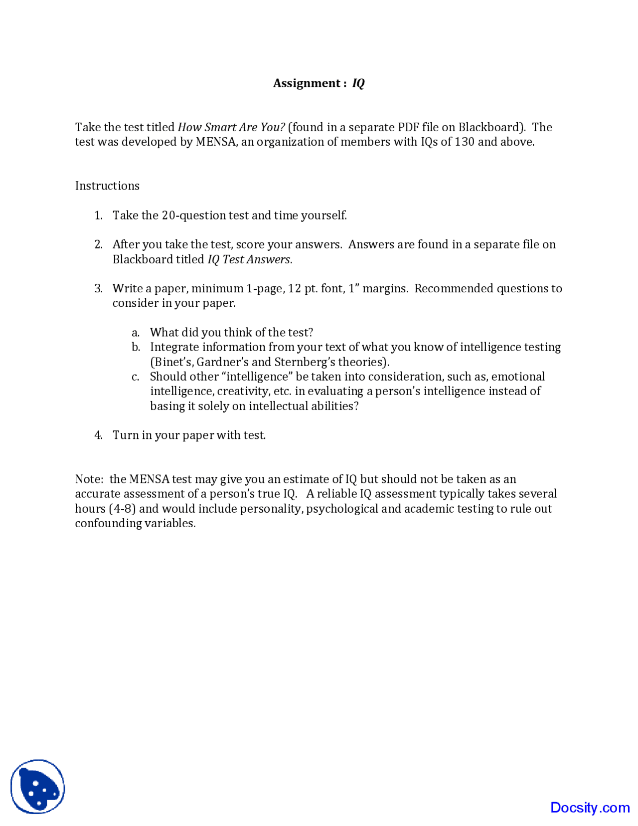 Smart Cognitive Developmental Psychology Assingment Docsity