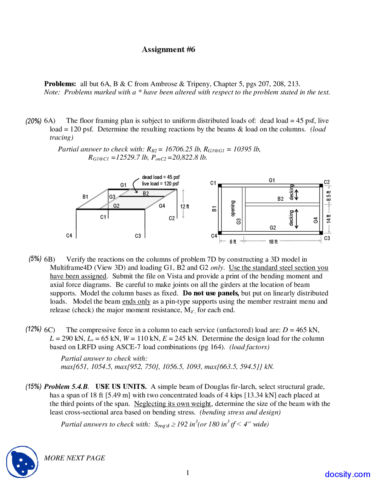 Floor Framing Elements Of Architectural Structures Assignment Docsity