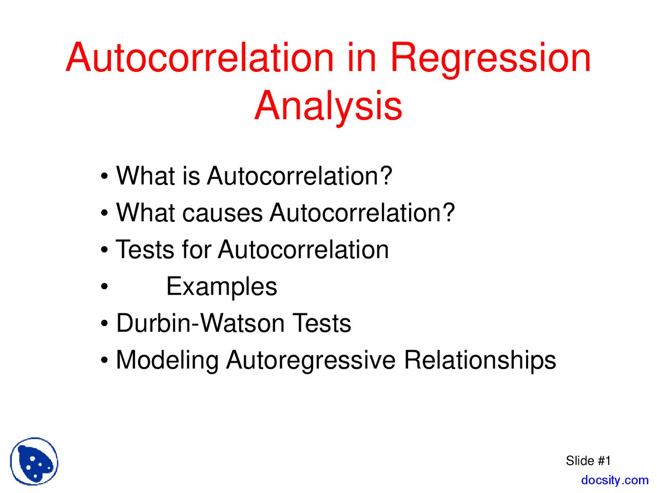 Autocorrelation - Quantitative Methods in Public Management - Lecture Slides - Docsity