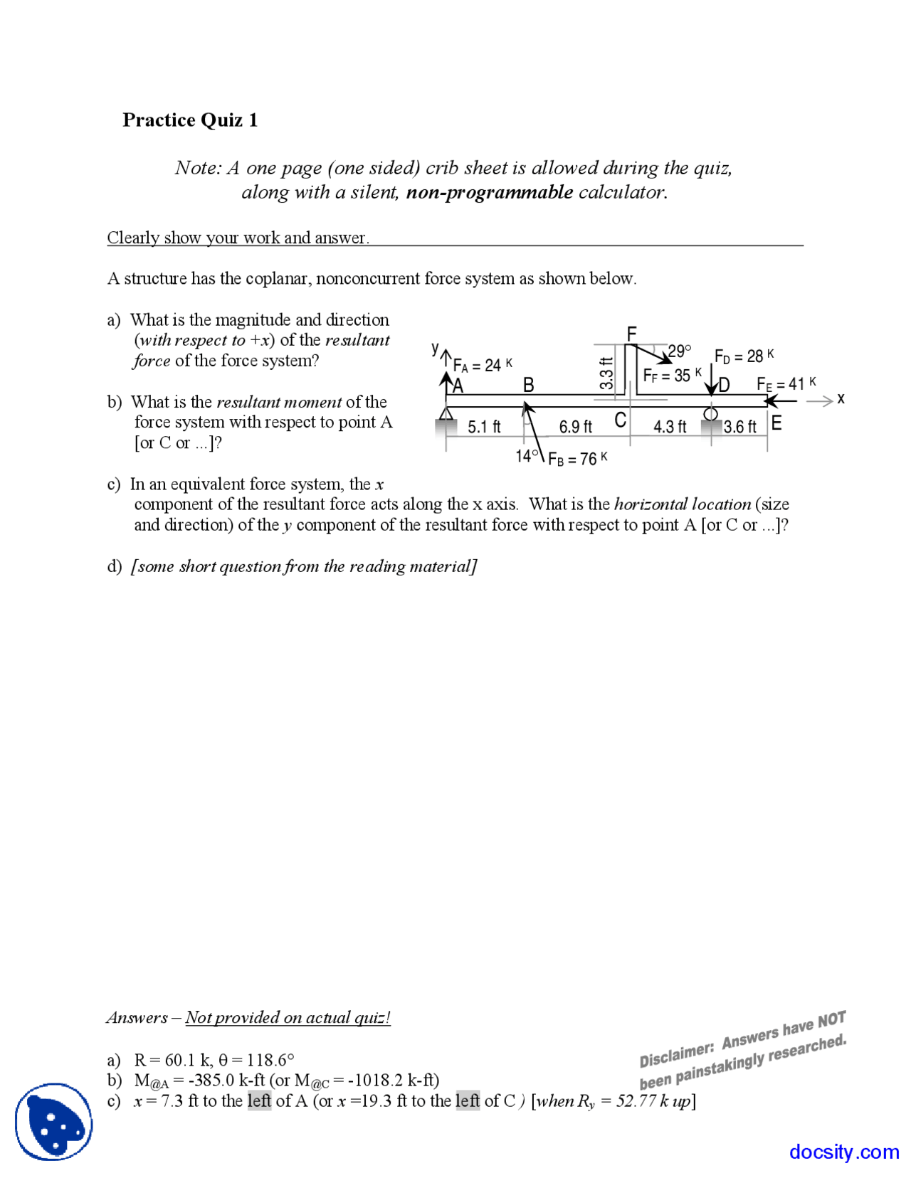 Magnitude Architectural Structures Quiz Docsity