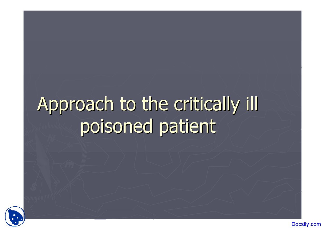 Poisoning In Icu Pulmonary Medicine Lecture Slides Slides