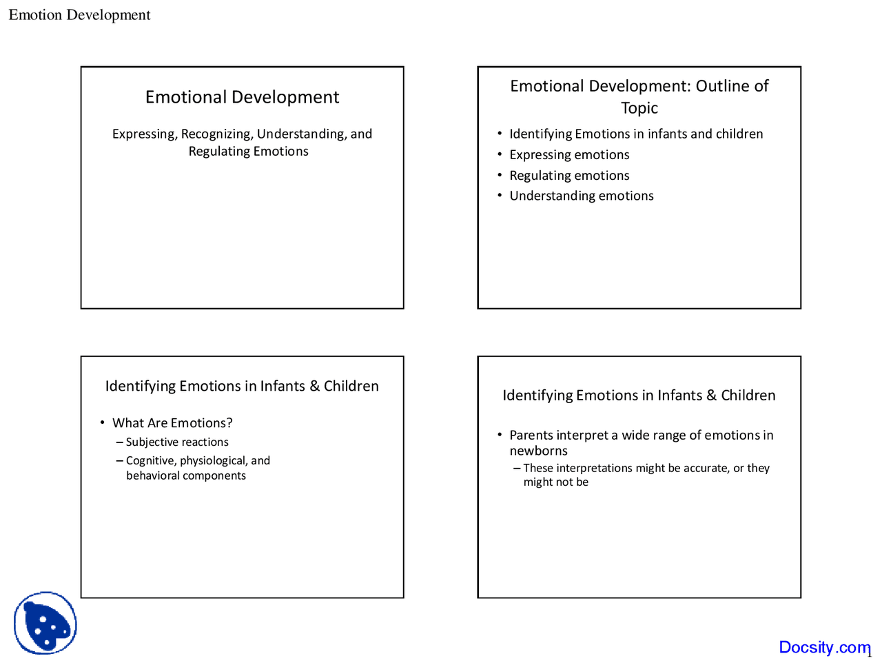 Emotion Development Human Development Lecture Slides Docsity