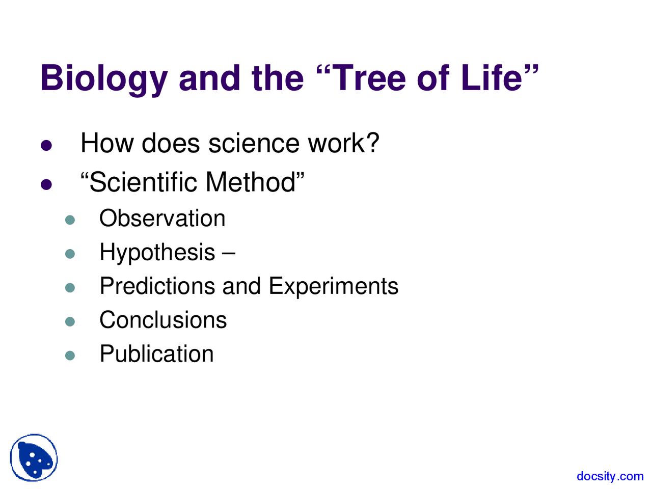 Scientific Method Biology Lecture Slides Docsity