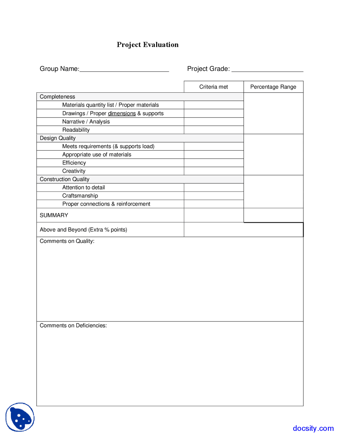 Project Evaluation Architectural Structures Lecture Notes Docsity
