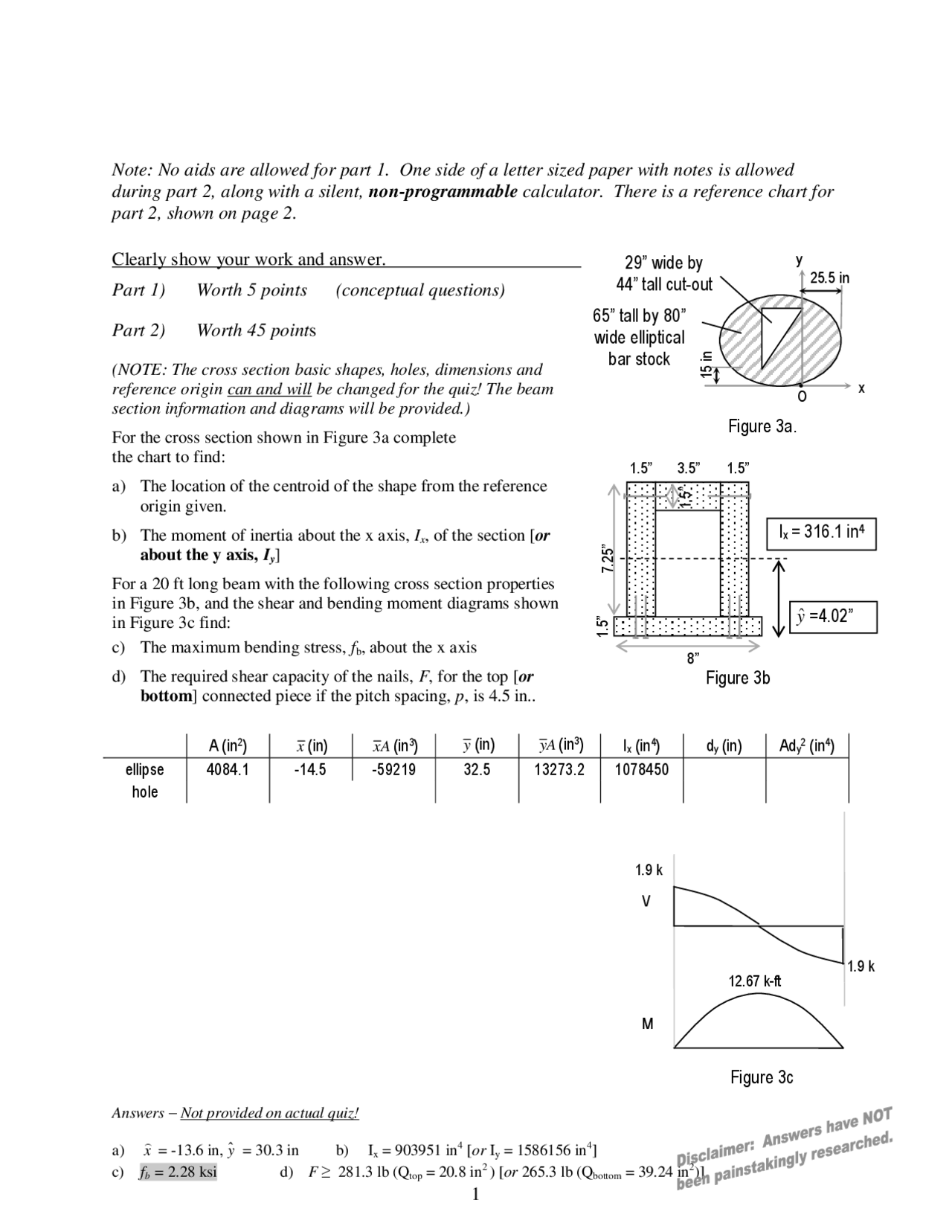 Geometric Properties Architectural Structures Exam Docsity