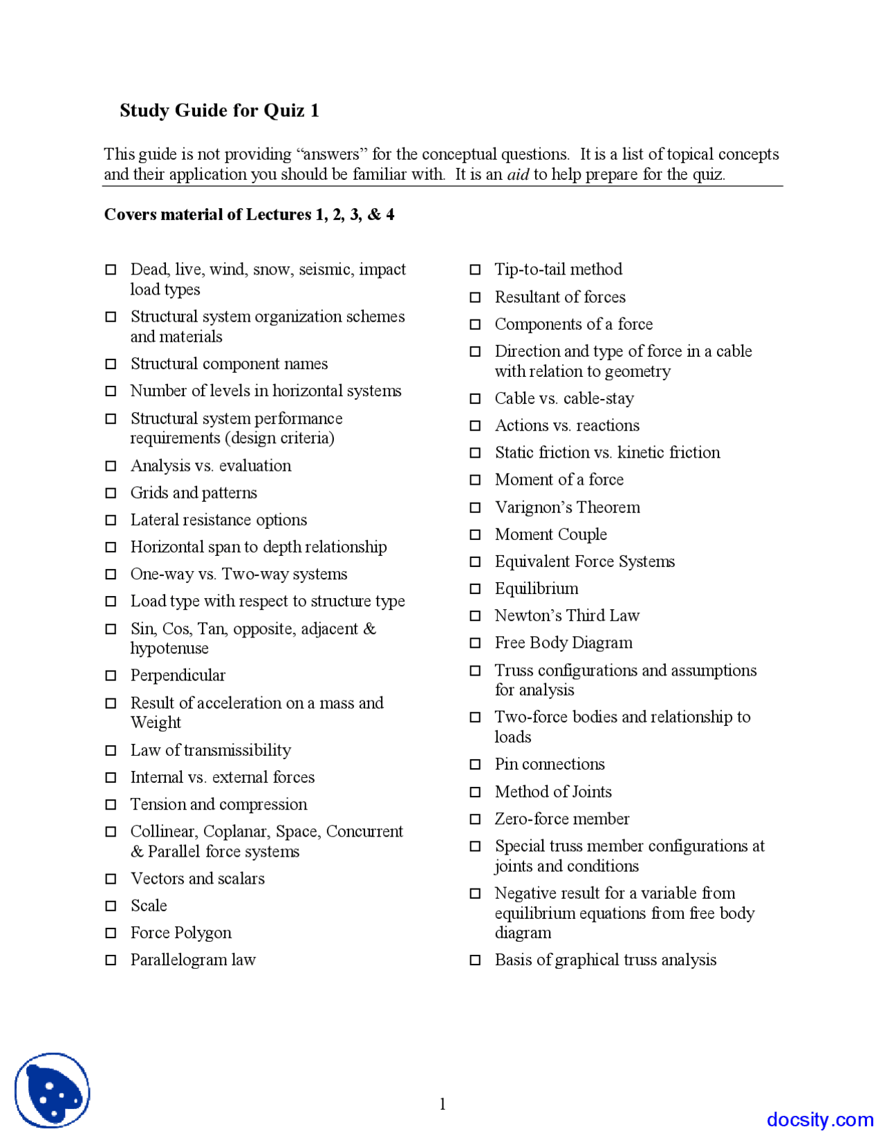 Structural System Architectural Structures Guide Docsity