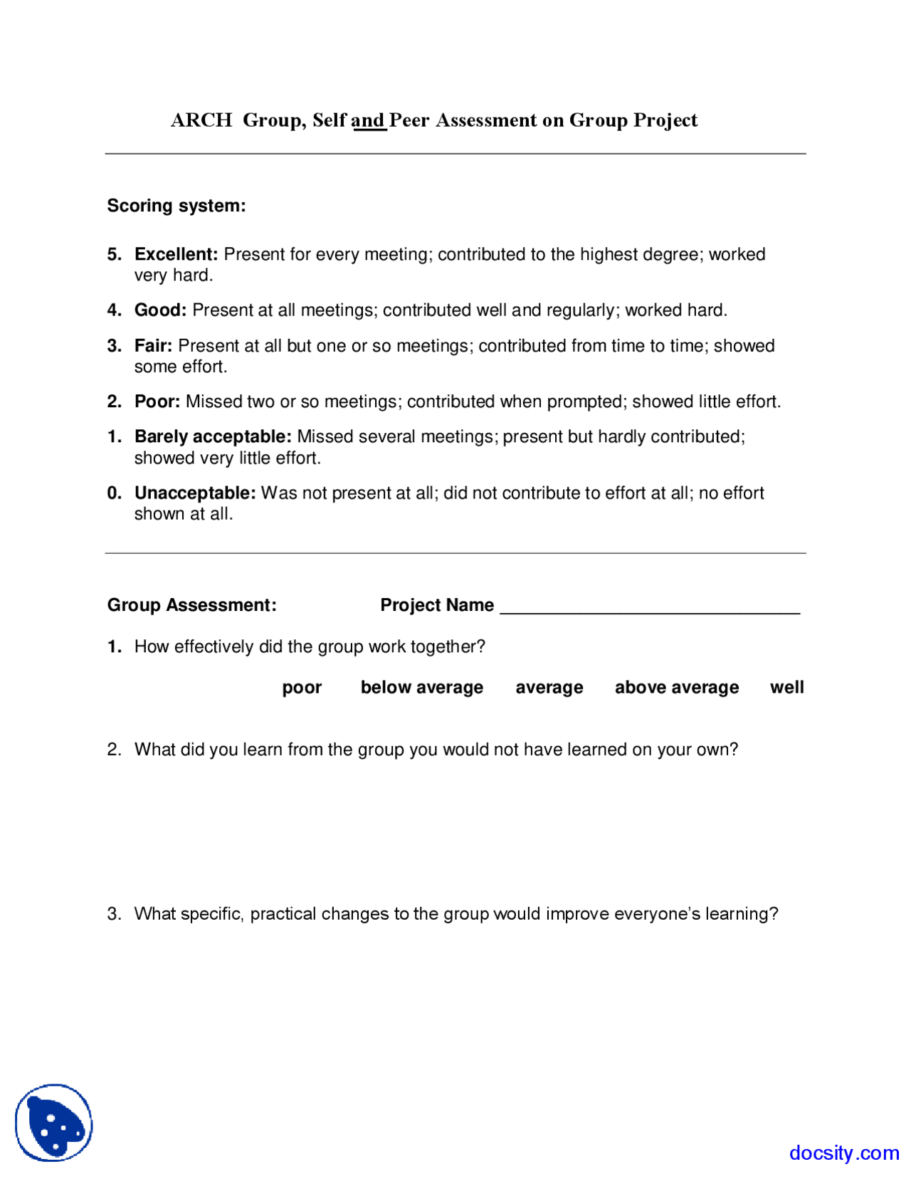 Self And Peer Architectural Structures Lecture Notes Docsity
