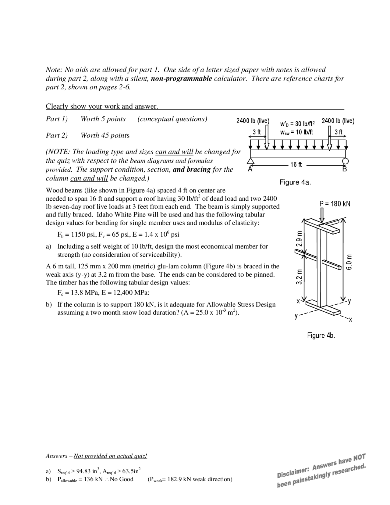 Tabular Design Architectural Structures Exam Docsity