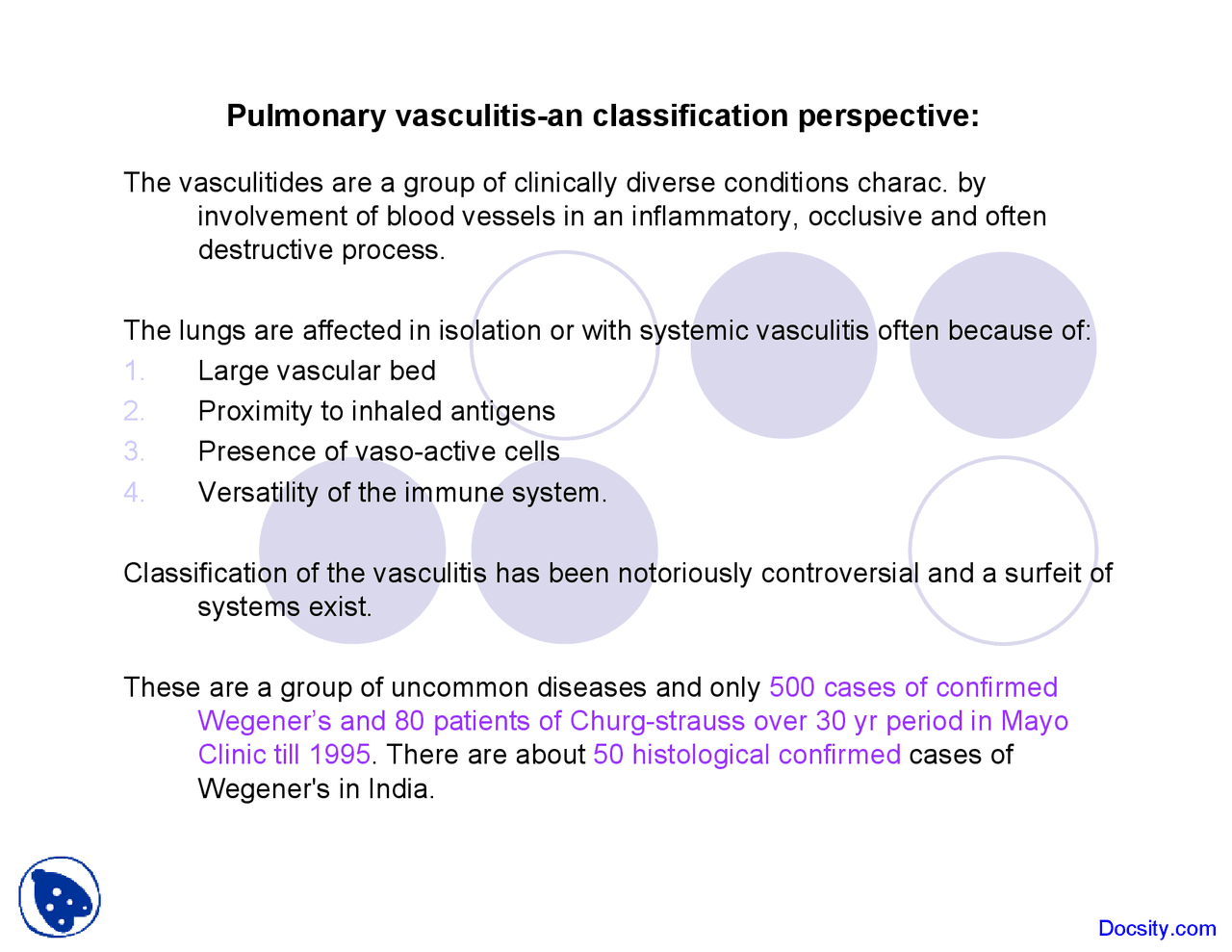 Pulmonary Vasculitides Pulmonary Medicine Lecture Slides Docsity